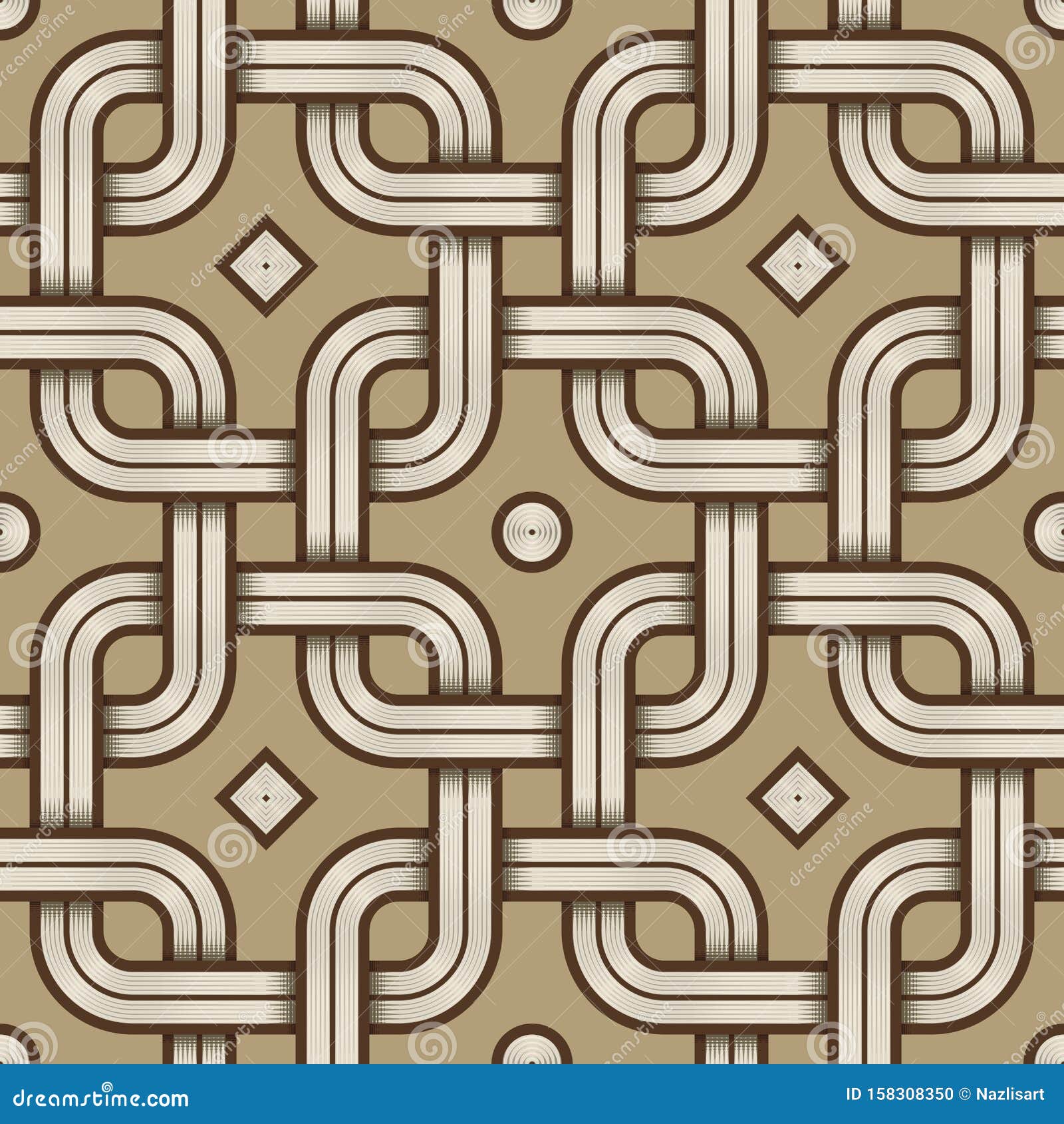 Viking Seamless Pattern - Engraved - Chained Squares Rounded Corners ...