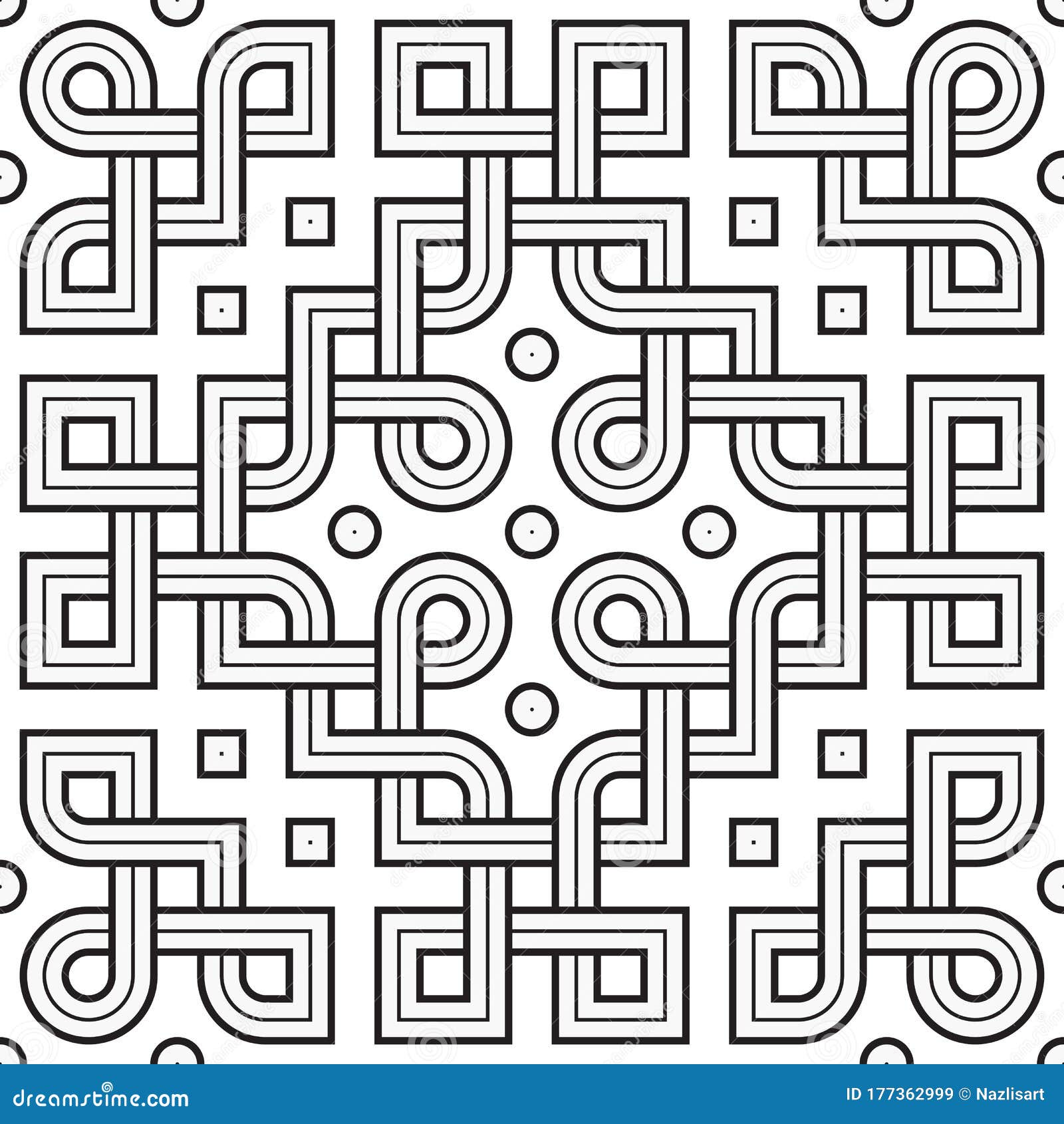 Viking Seamless Pattern Tile - Interweaved Rings N Squares Stock Vector ...