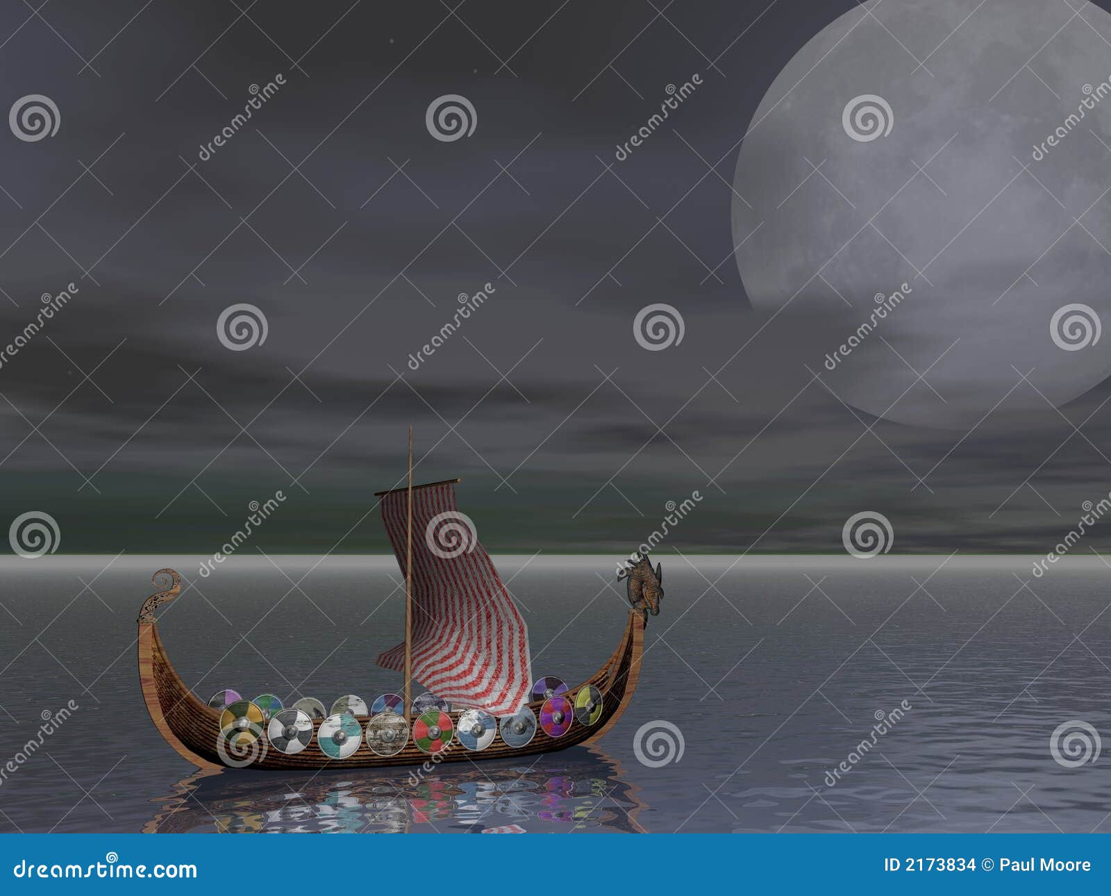 Viking Ship stock illustration. Illustration of flag, journey - 2173834