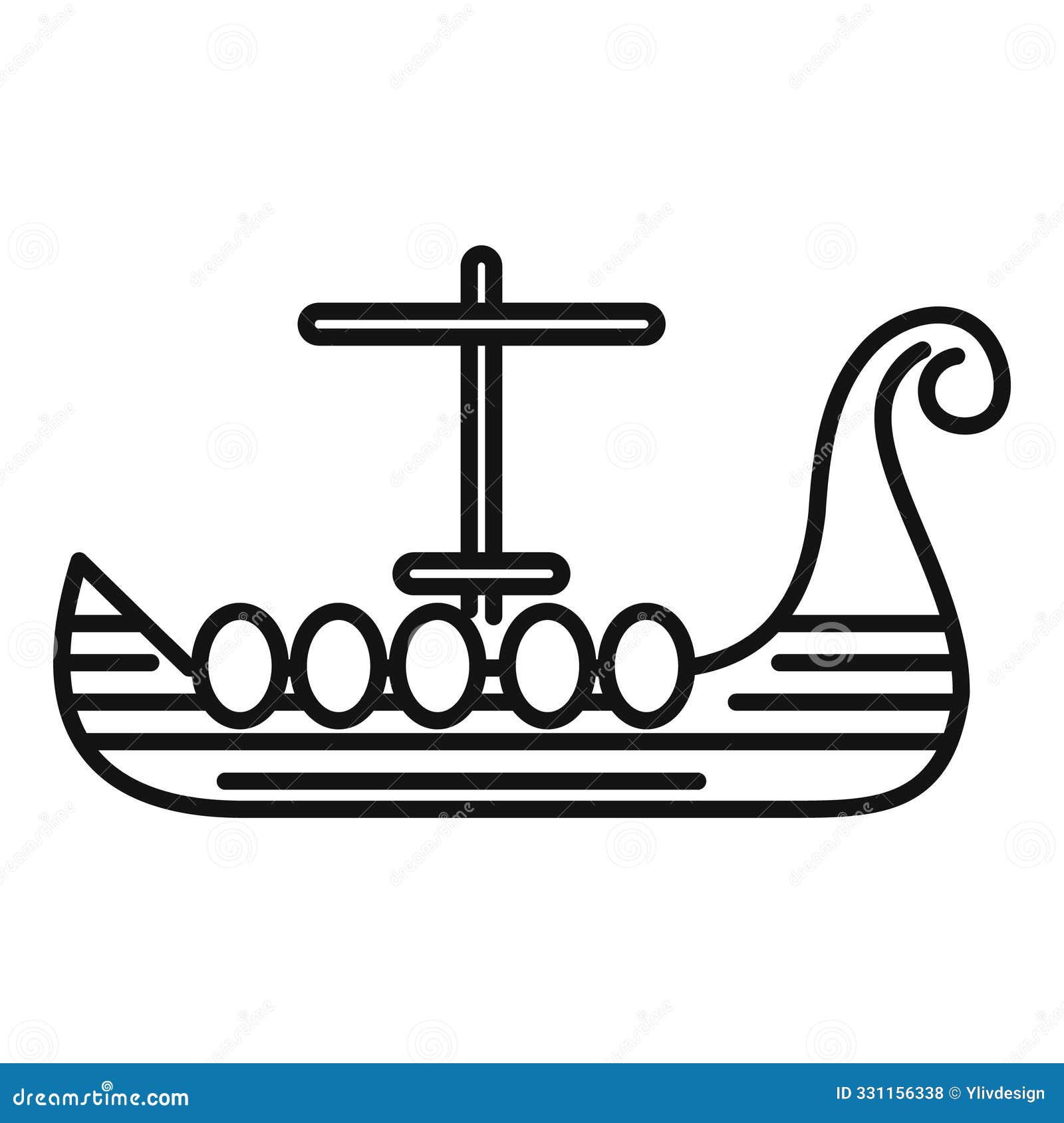Viking Ship Sailing on Water with Oars Extended Stock Illustration ...