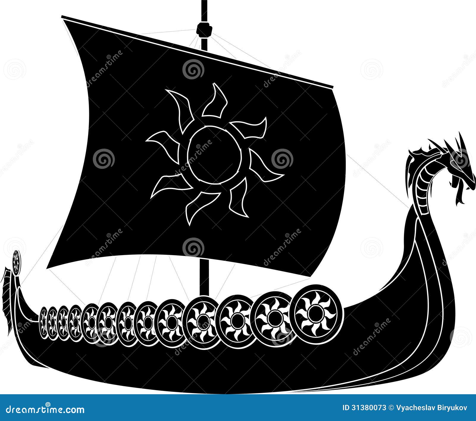 Viking ship stock vector. Illustration of nordic, celtic - 31380073