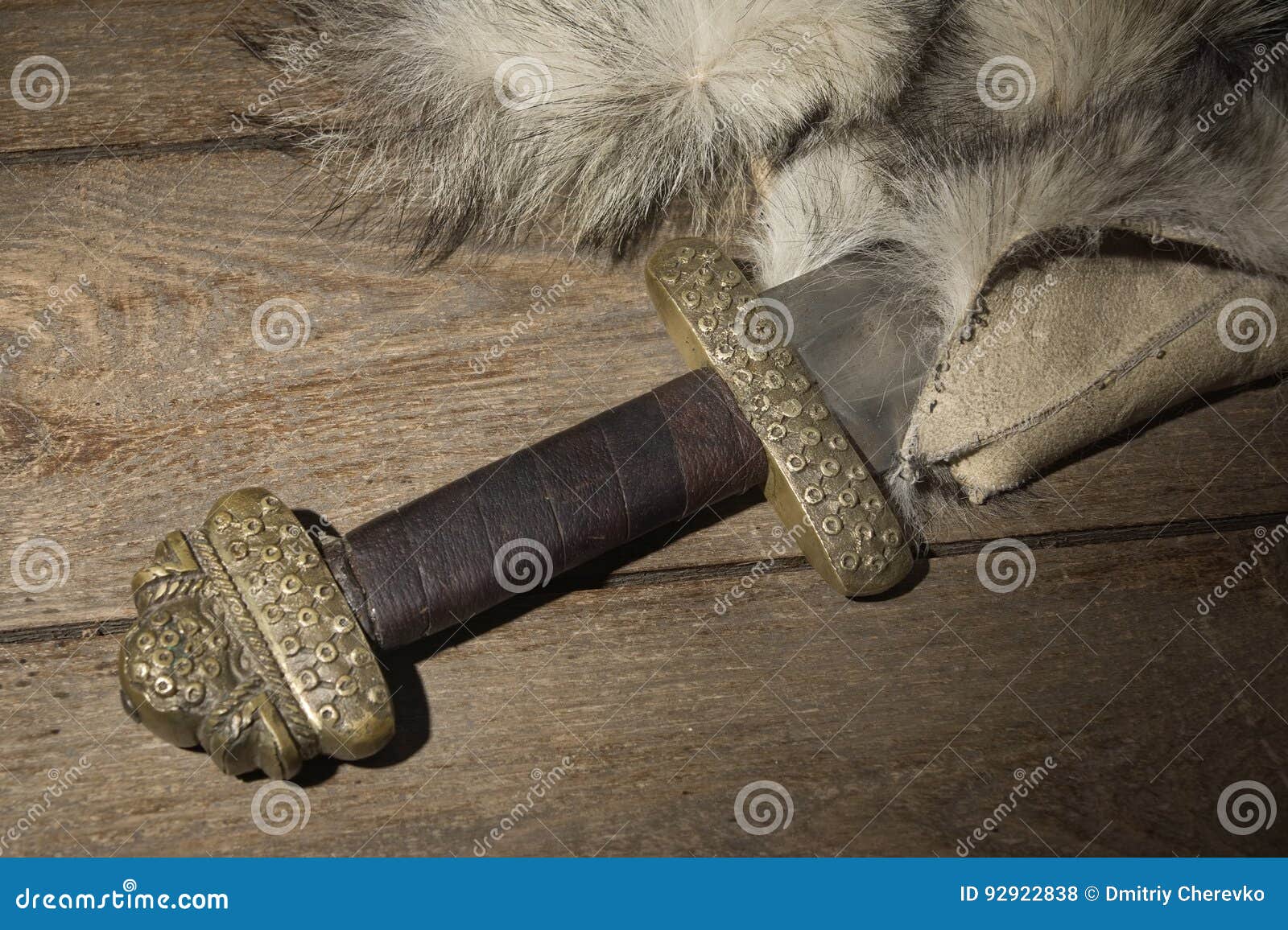 Viking sword on a fur stock photo. Image of metal, karoling - 92922838
