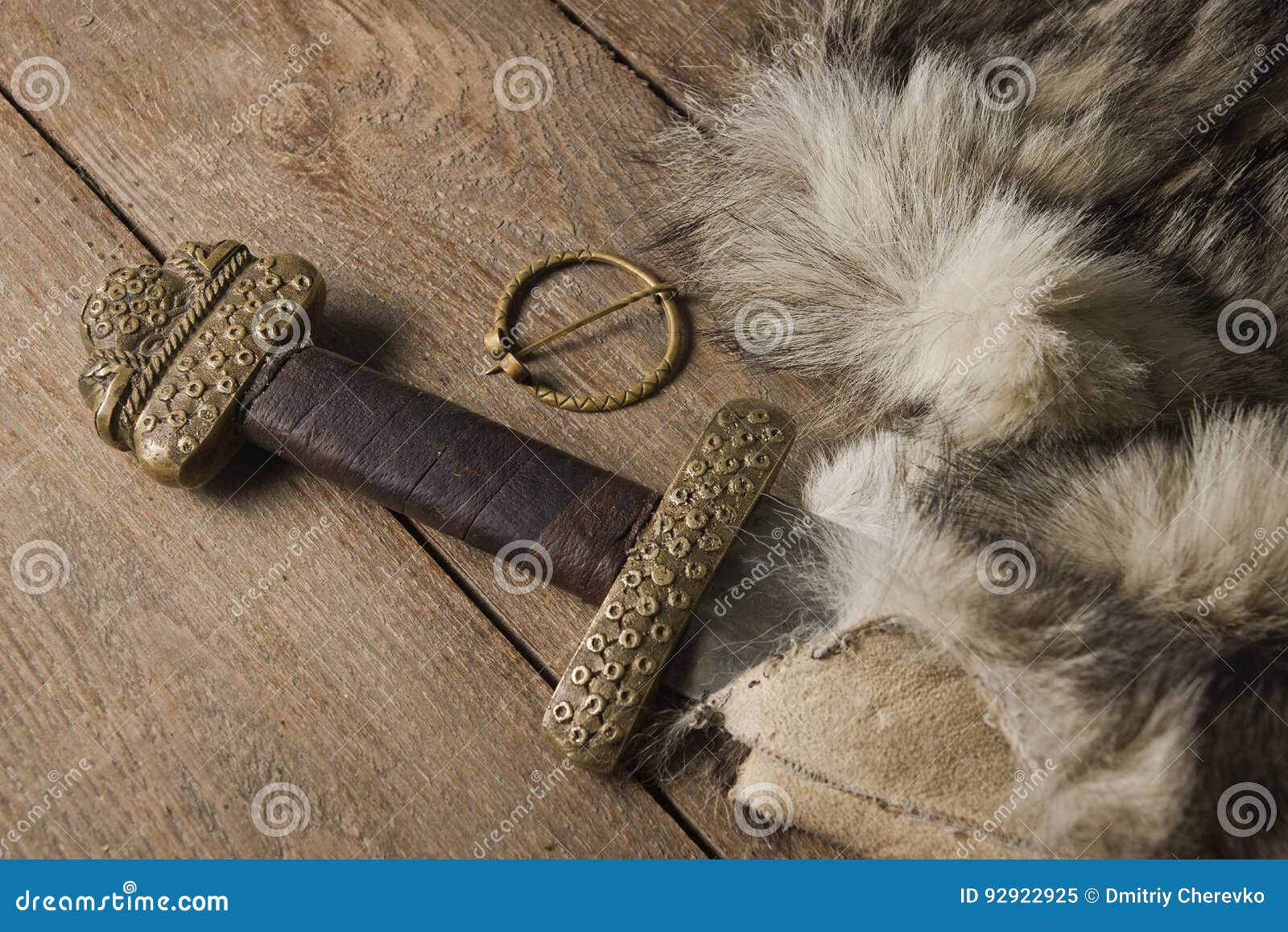Viking sword on a fur stock image. Image of weapon, engagement - 92922925