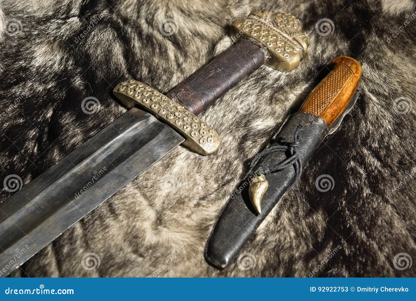 Viking Sword and Knife on a Fur Stock Image - Image of slavic, luxury ...