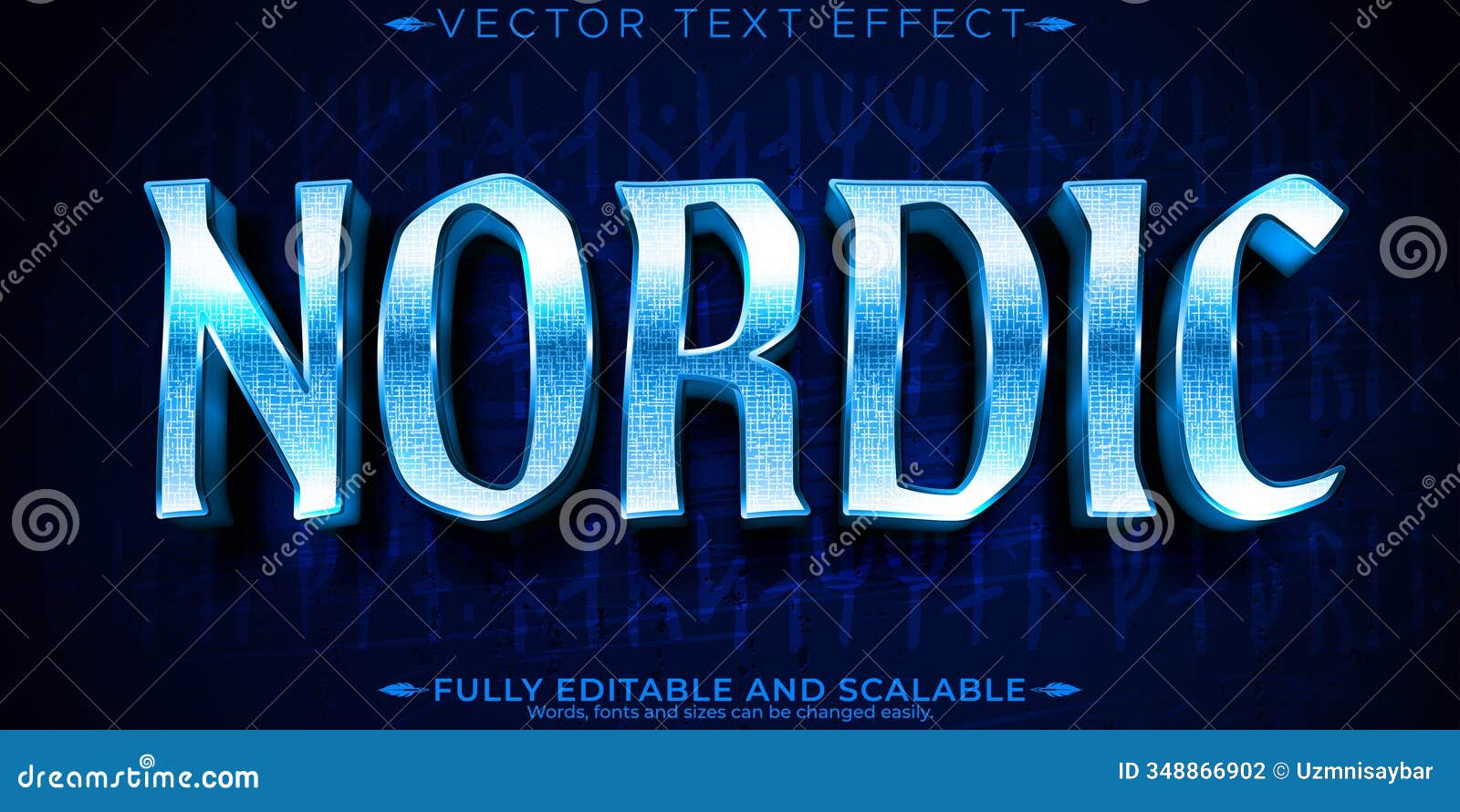 Viking Text Effect, Editable Rune Alphabet Text Style Stock Vector ...