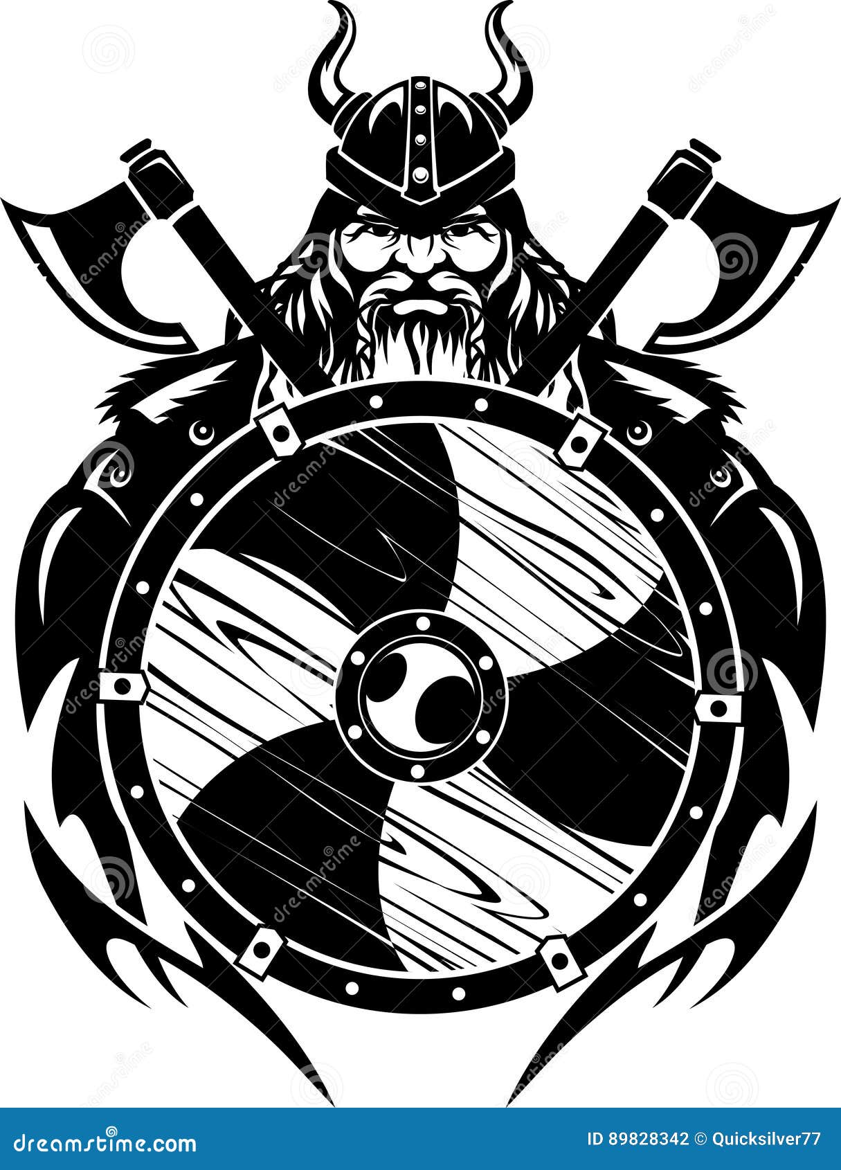 Viking Warrior Shield stock vector. Illustration of vector - 89828342