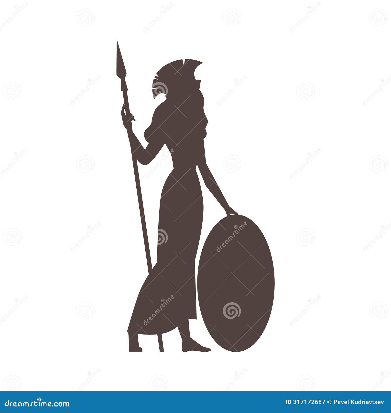 Viking Warrior Woman. Vector Silhouette with a Spear. Stock ...