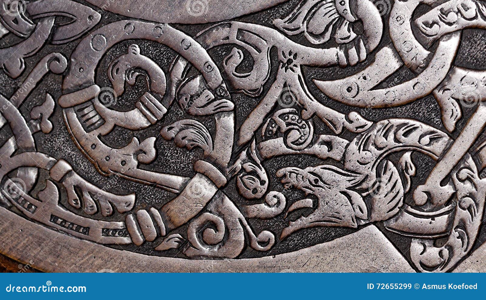 Viking Wood Carving of a Wolf Stock Image - Image of work, spewing ...