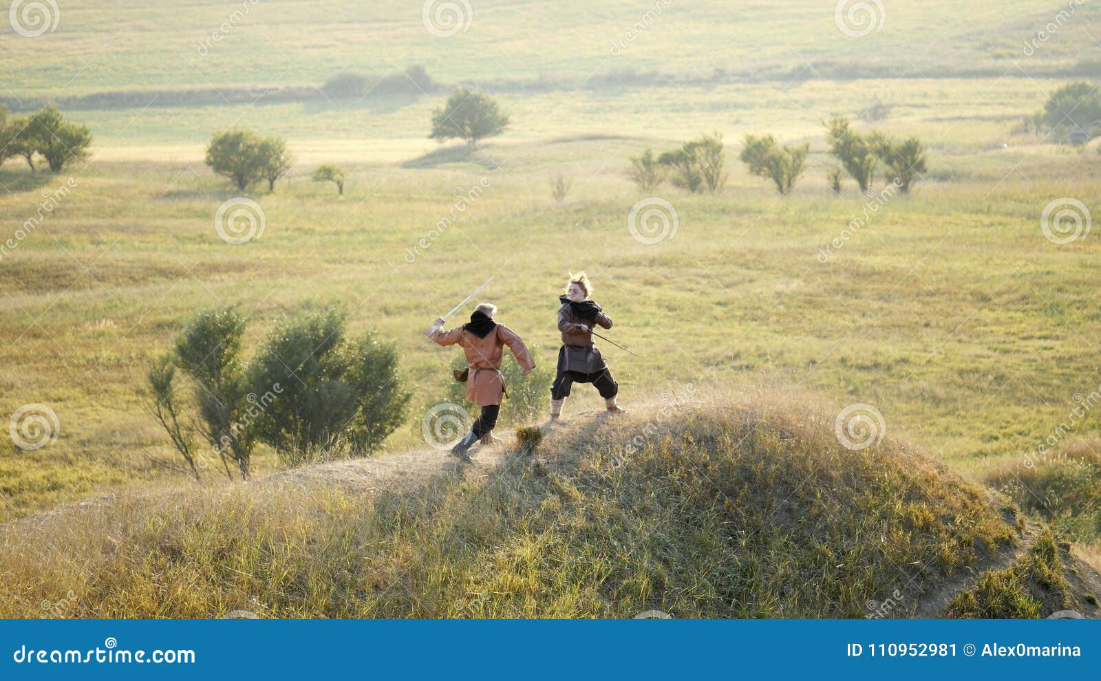 Vikings are Fighting with Swords and Shields. Stock Image - Image of ...