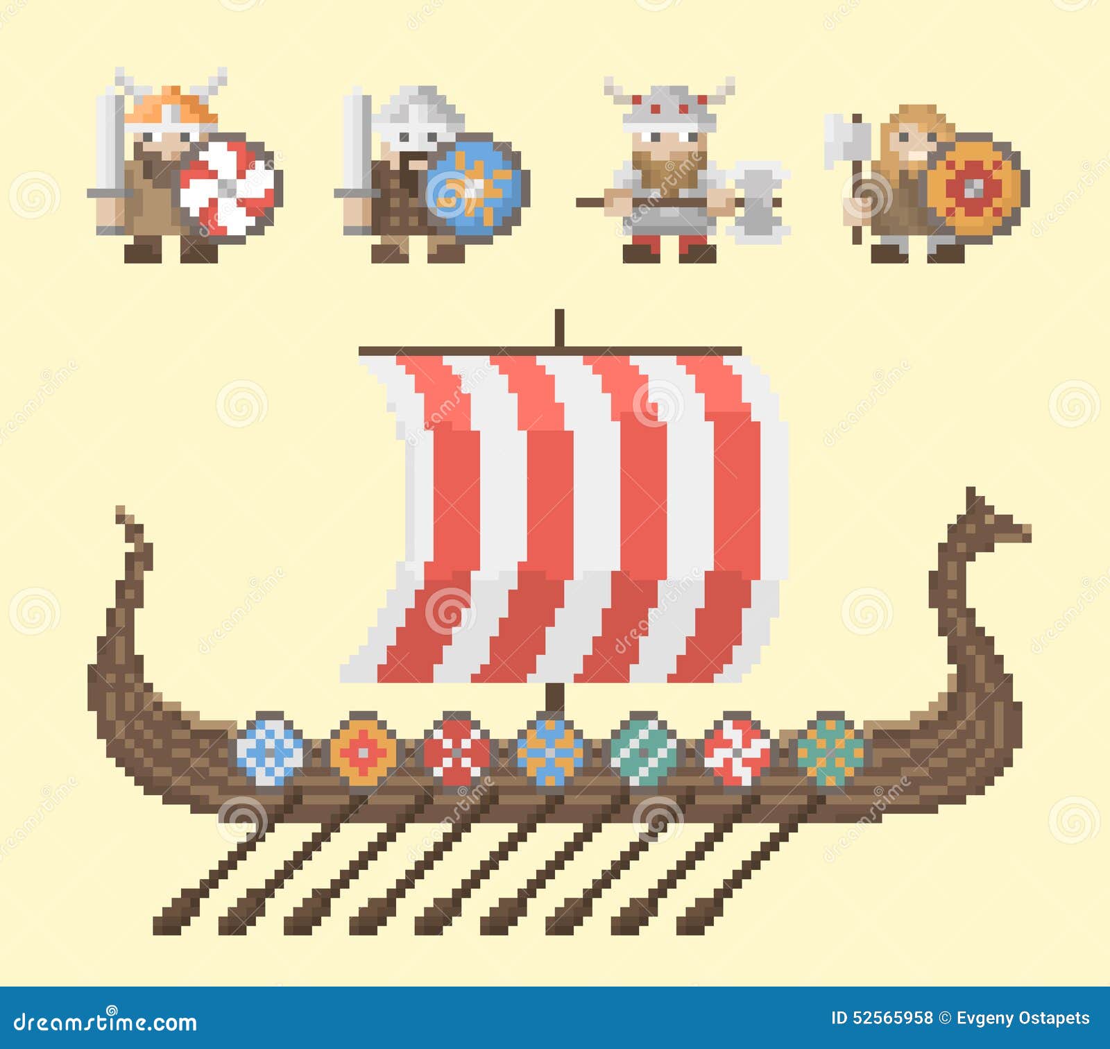 Vikings And The Ship Vector Illustration | CartoonDealer.com #52565958