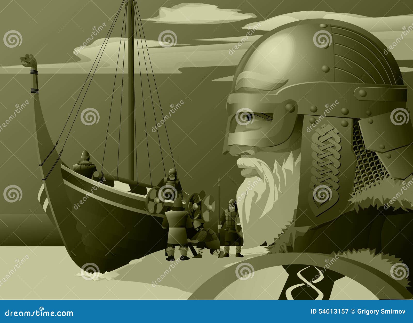 Vikings Landing Page Template Set. Male Characters Wearing Skins ...