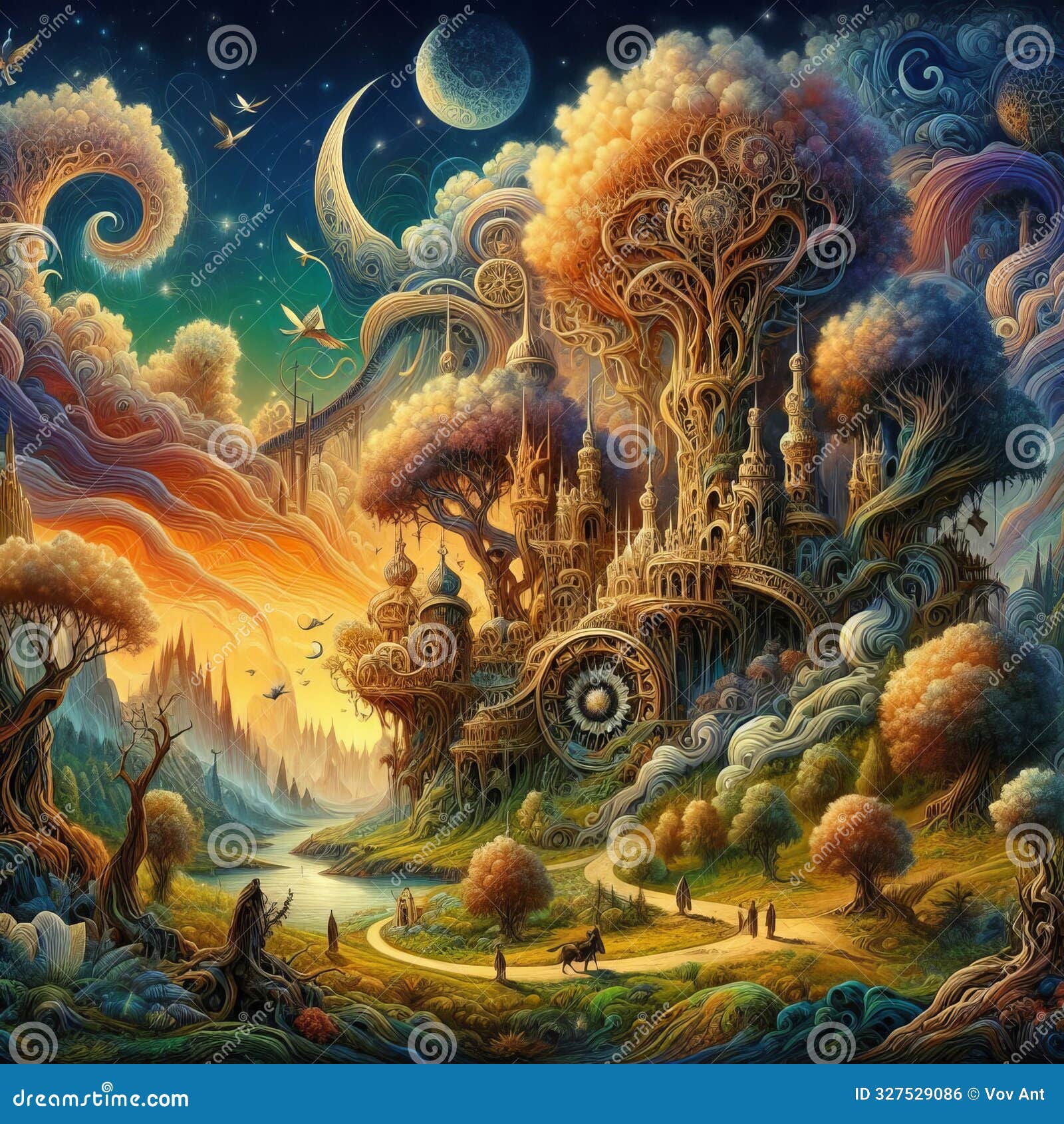 34 10. Viktor Vasnetsov Inspired Fantasy Landscape Dra Stock Photo ...