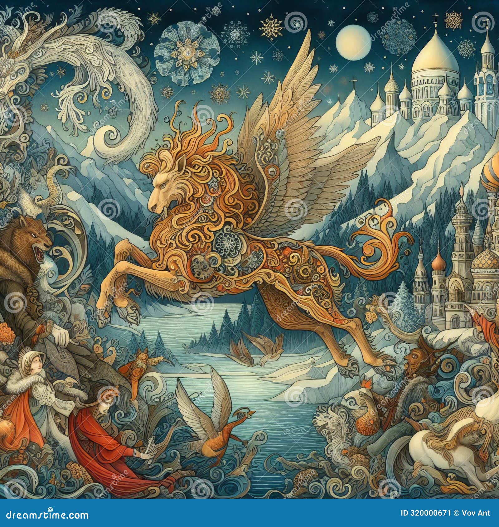 186 46. Viktor Vasnetsov Inspired Fairy Tale Illustrat Stock ...