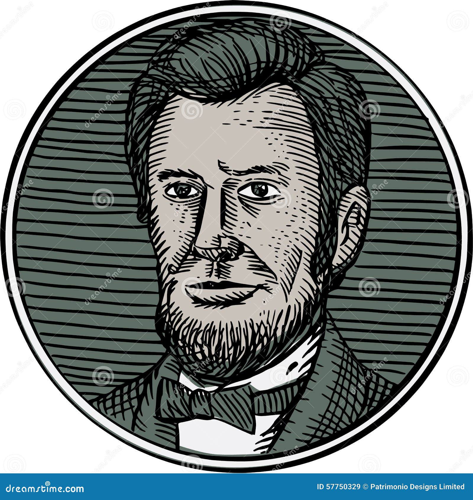 Viktorianische Herr-Spitzbart-Radierung Vektor Abbildung - Illustration ...