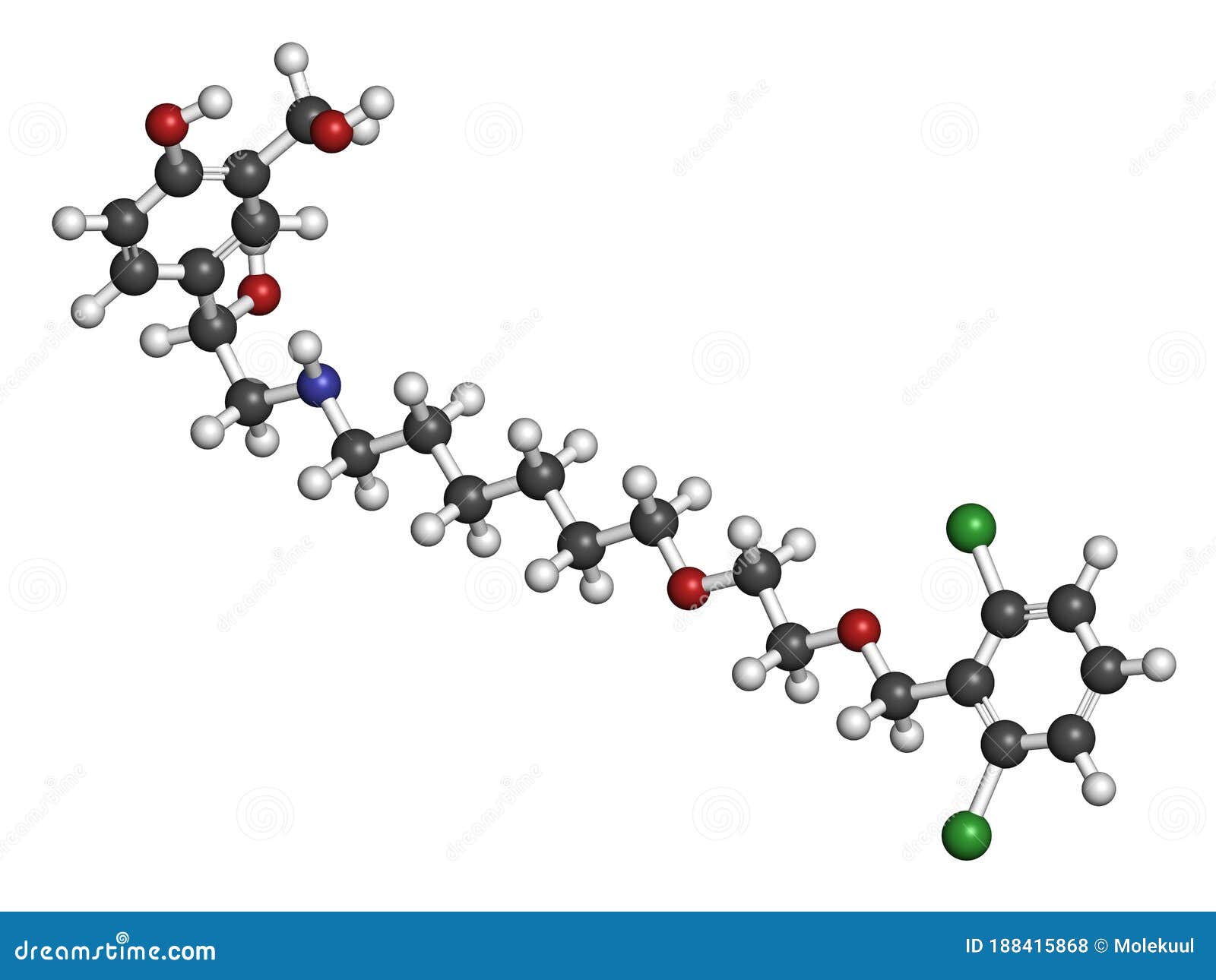 Vilanterol COPD Drug Molecule. Atoms Are Represented As Spheres With ...