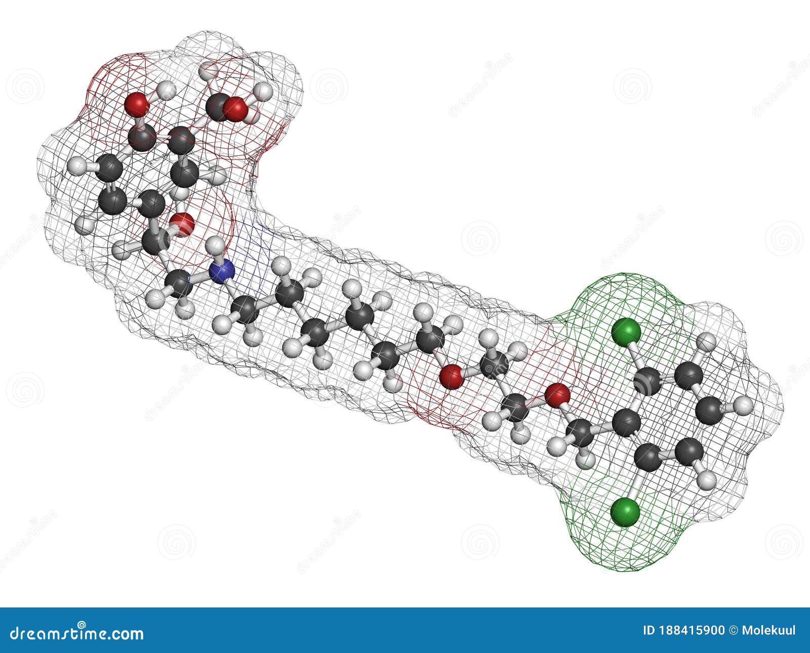 Vilanterol COPD Drug Molecule. Atoms are Represented As Spheres with ...
