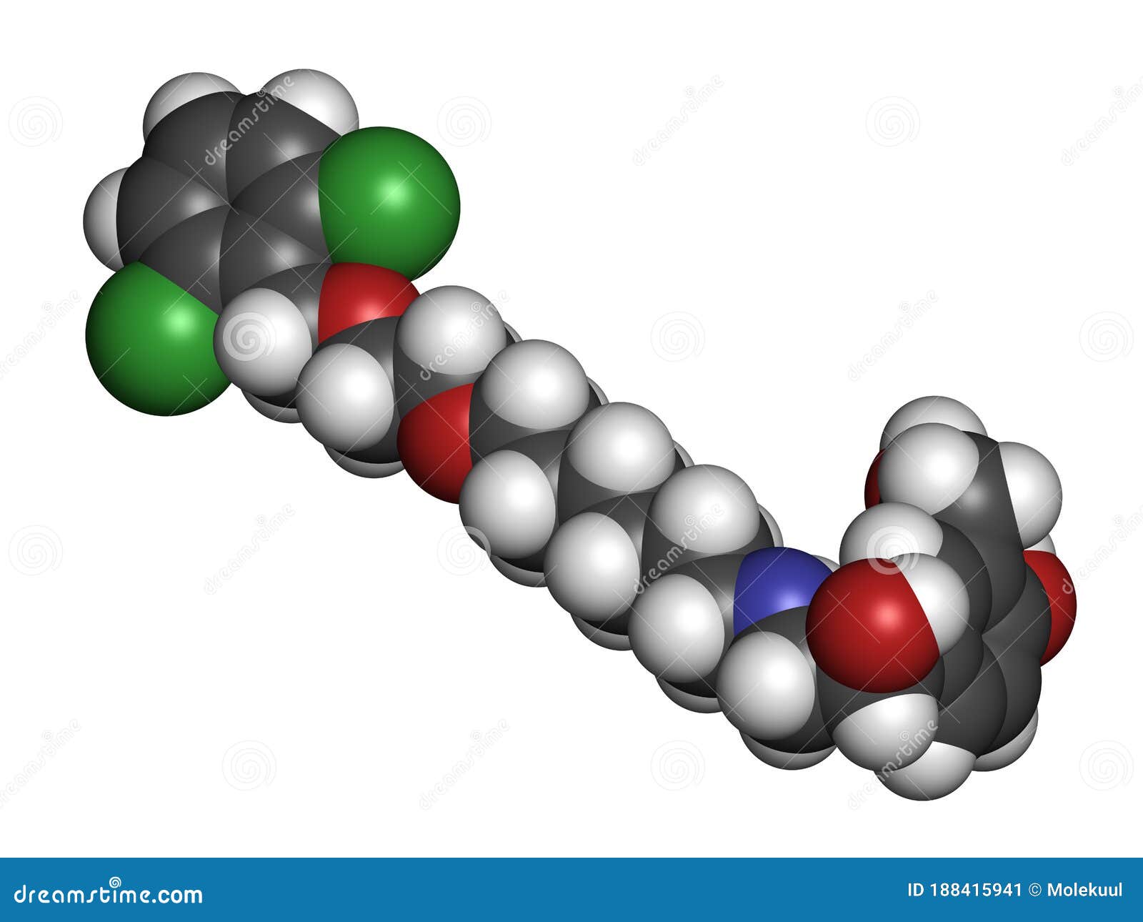 Vilanterol COPD Drug Molecule. Atoms Are Represented As Spheres With ...