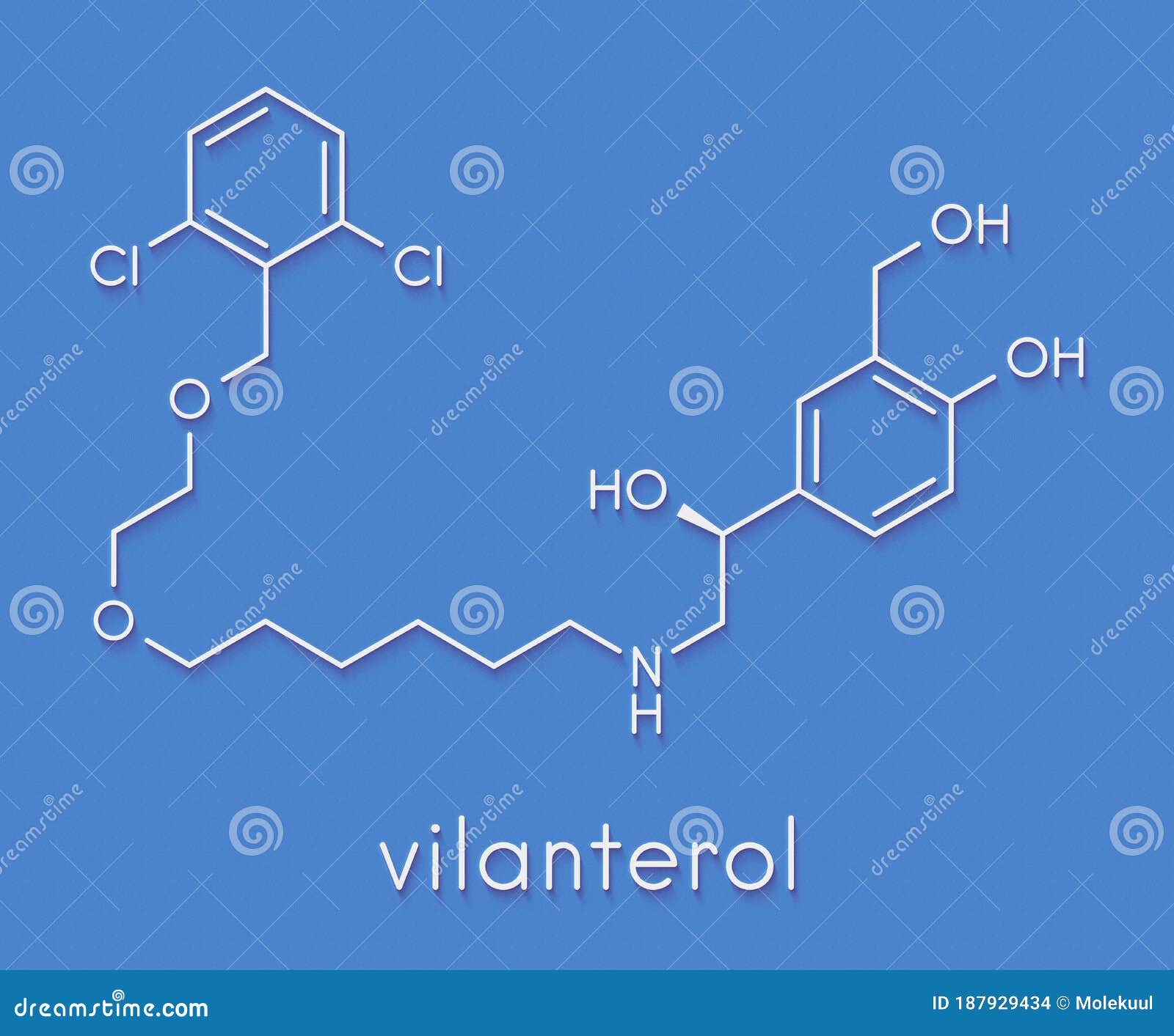 Vilanterol COPD Drug Molecule. Atoms Are Represented As Spheres With ...