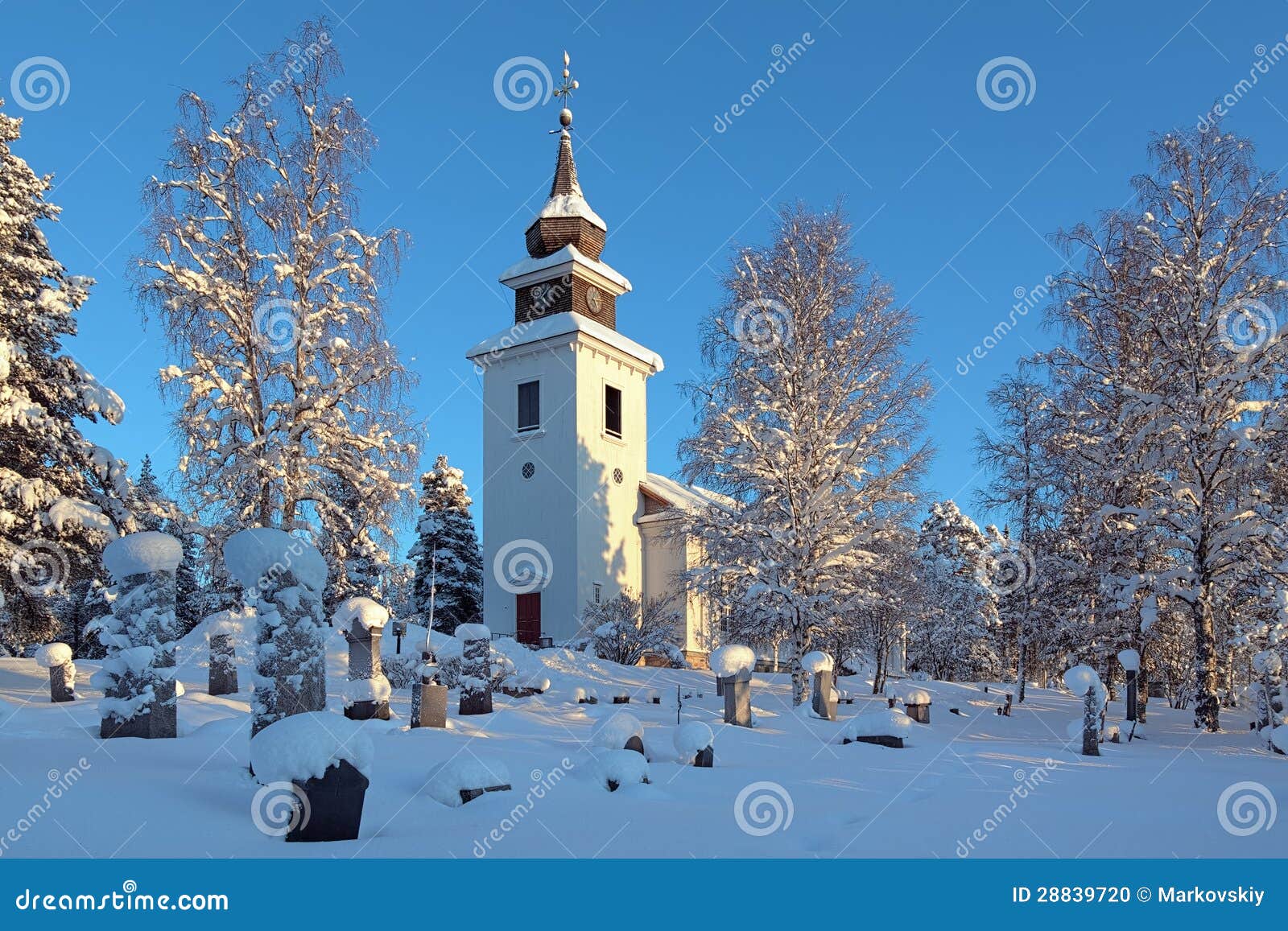 Vilhelmina Kyrka I Vinter, Sverige Arkivfoto - Bild av skandinaviska ...