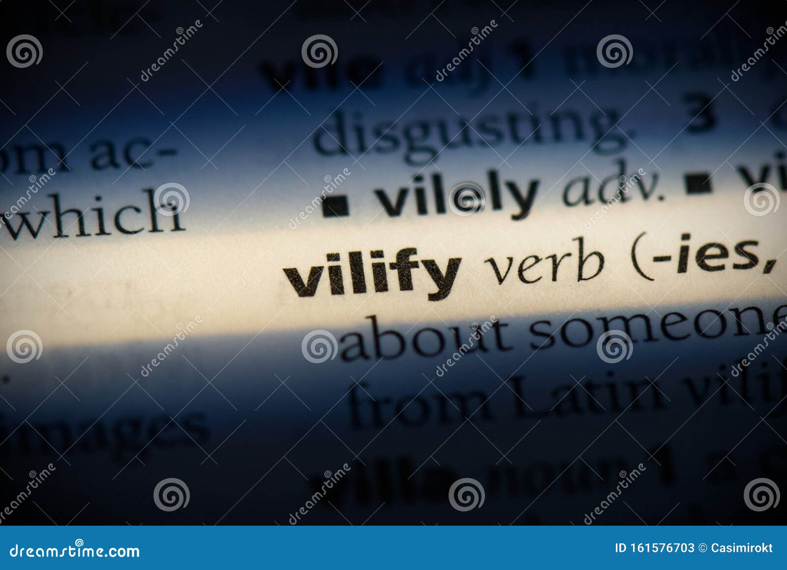 Vilify stock image. Image of printed, macro, thesaurus - 161576703