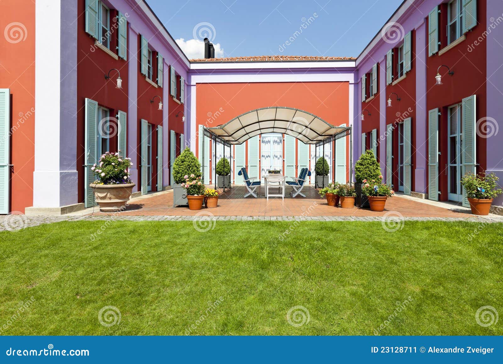 Villa in Classic Style, Patio Stock Image - Image of plaster, luxury ...