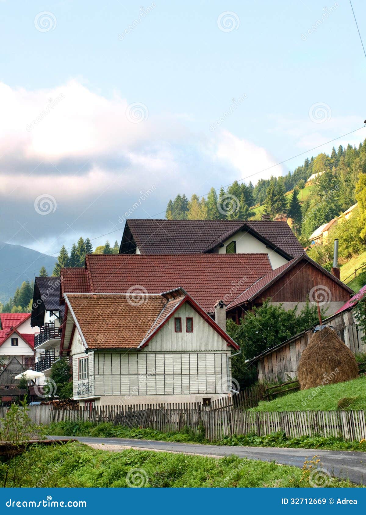 Villa Complex from Moieciu Village Stock Image - Image of summer ...