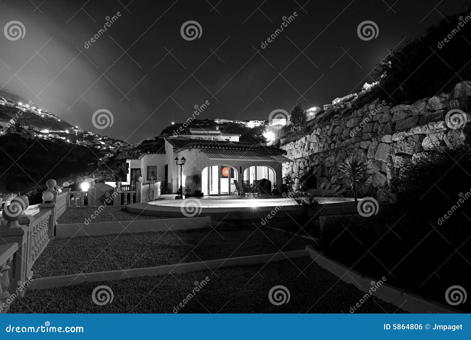 Villa at Night stock photo. Image of glass, vacation, villa - 5864806