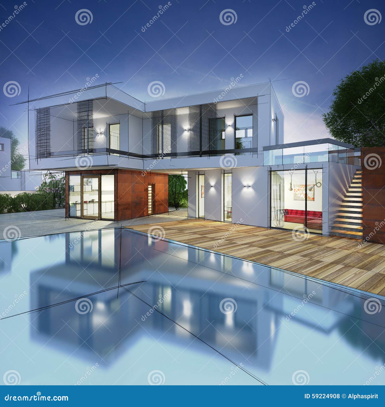 Villa project stock photo. Image of perspective, designer - 59224908