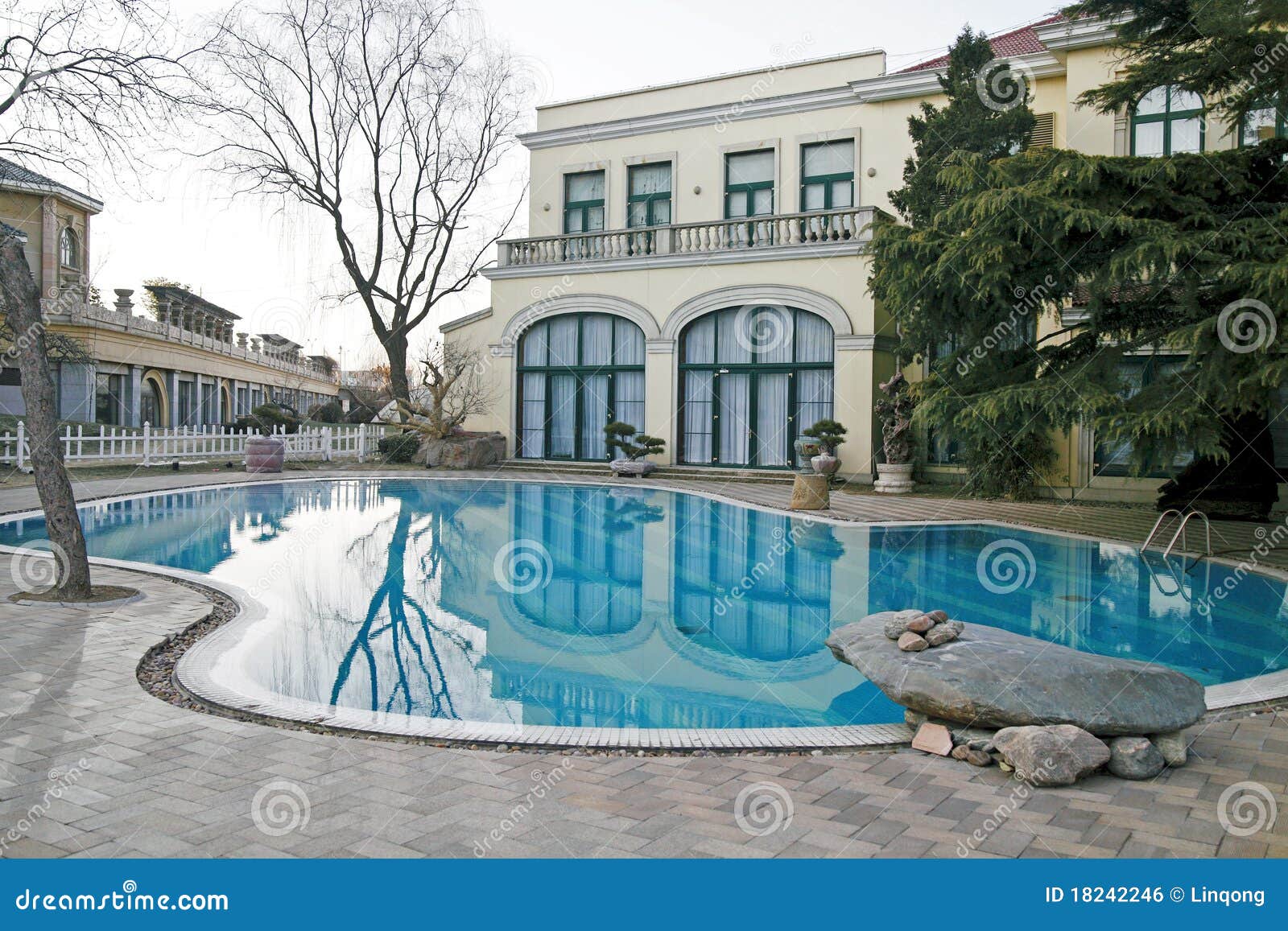 Villa with swimming pool stock photo. Image of residential - 18242246