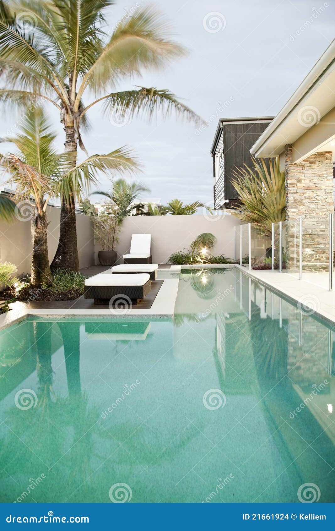 Villa and swimming pool stock photo. Image of stone, swimming - 21661924