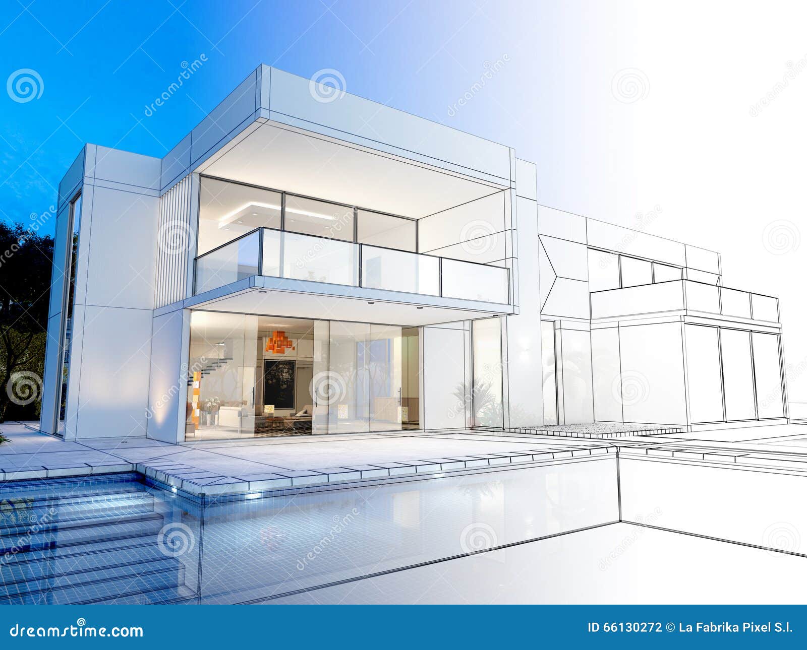 Villa technical rendering stock photo. Image of house - 66130272