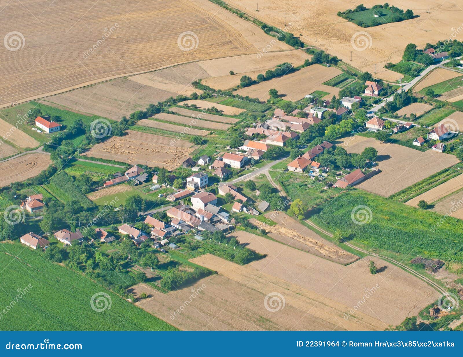 Village, aerial view stock photo. Image of harvest, country - 22391964