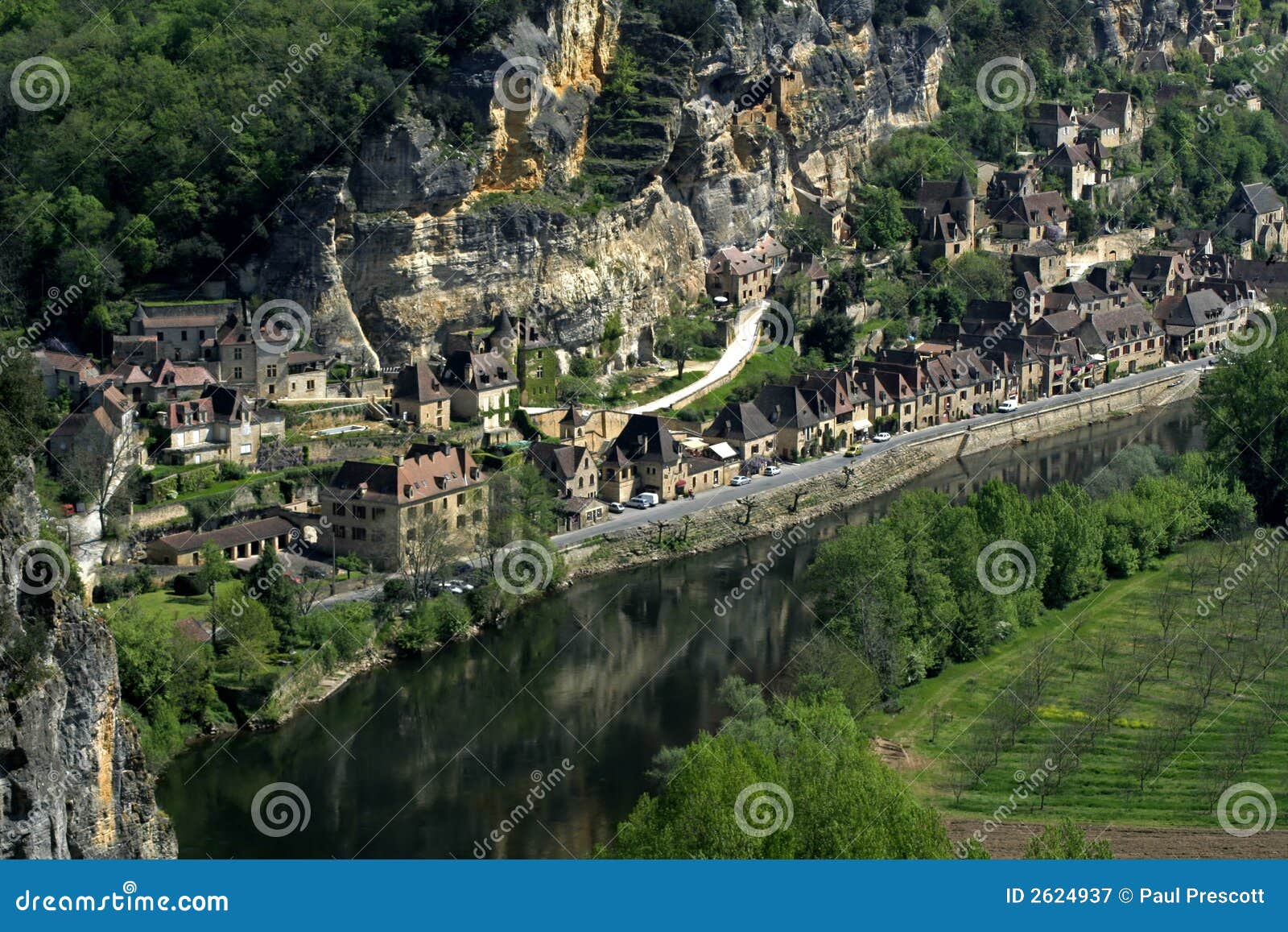 Village Along River, France Stock Image - Image of houses, attraction ...