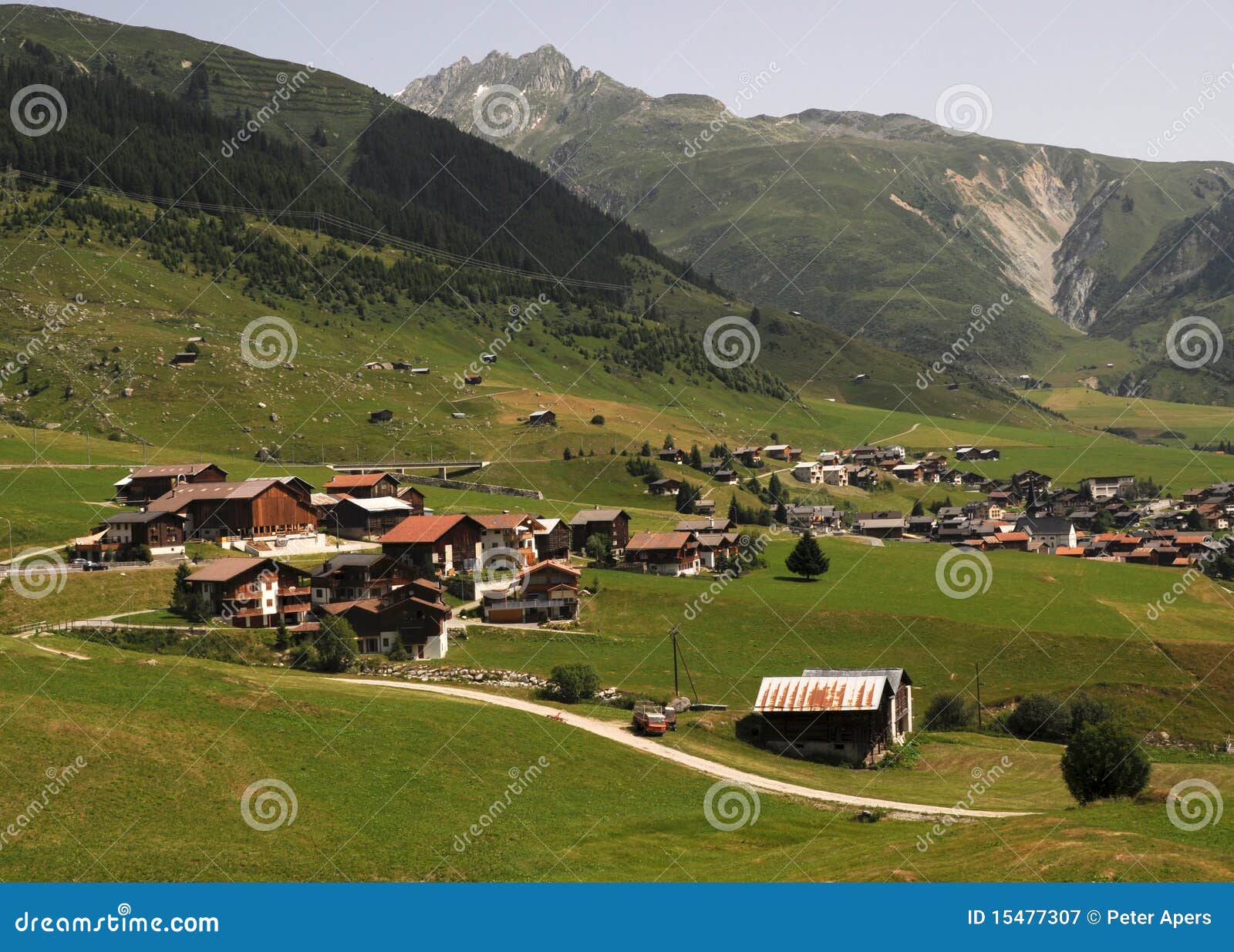 Village in Alps stock image. Image of road, mountains - 15477307