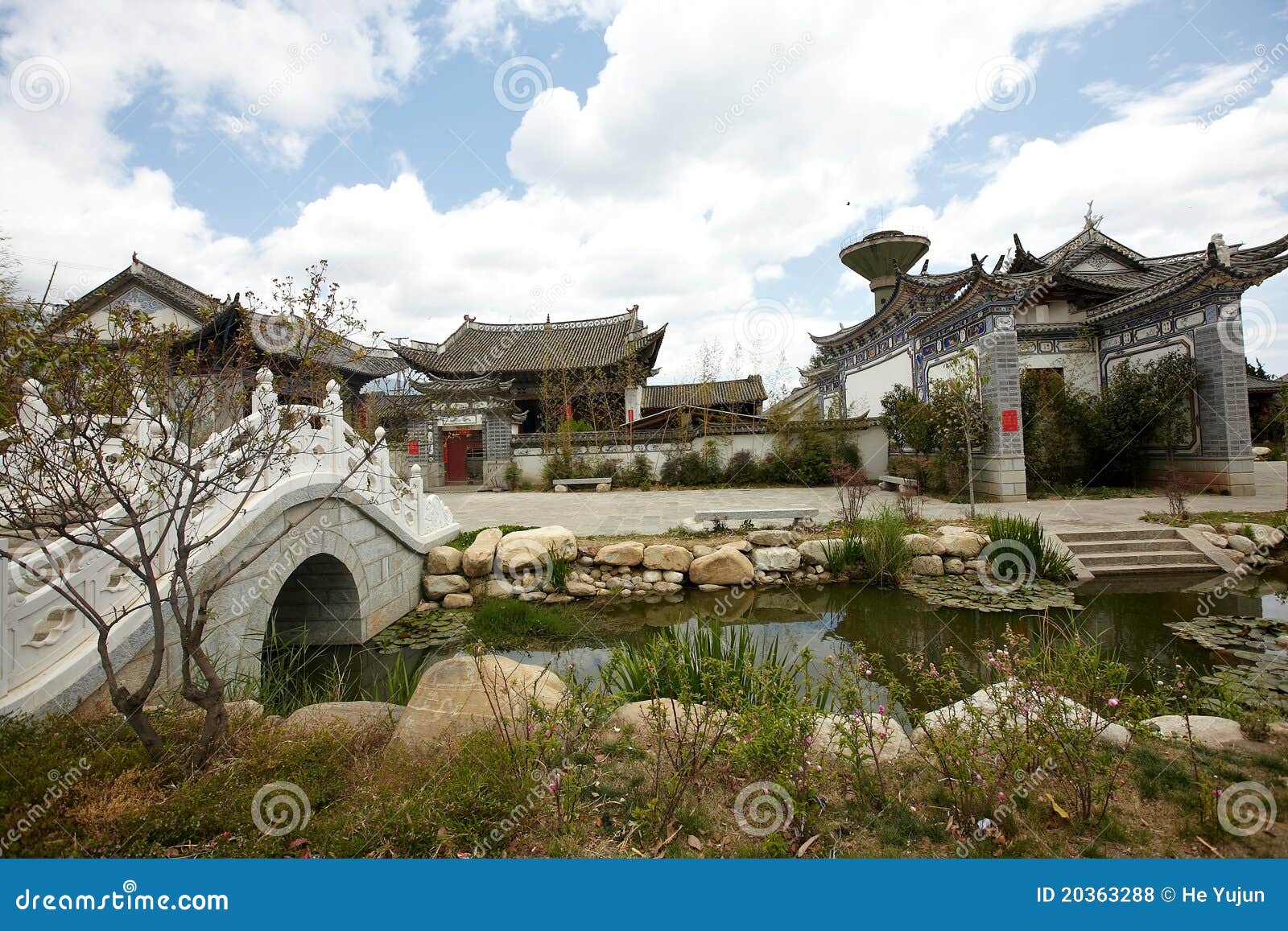 Village of bai minority stock photo. Image of river, clouds - 20363288