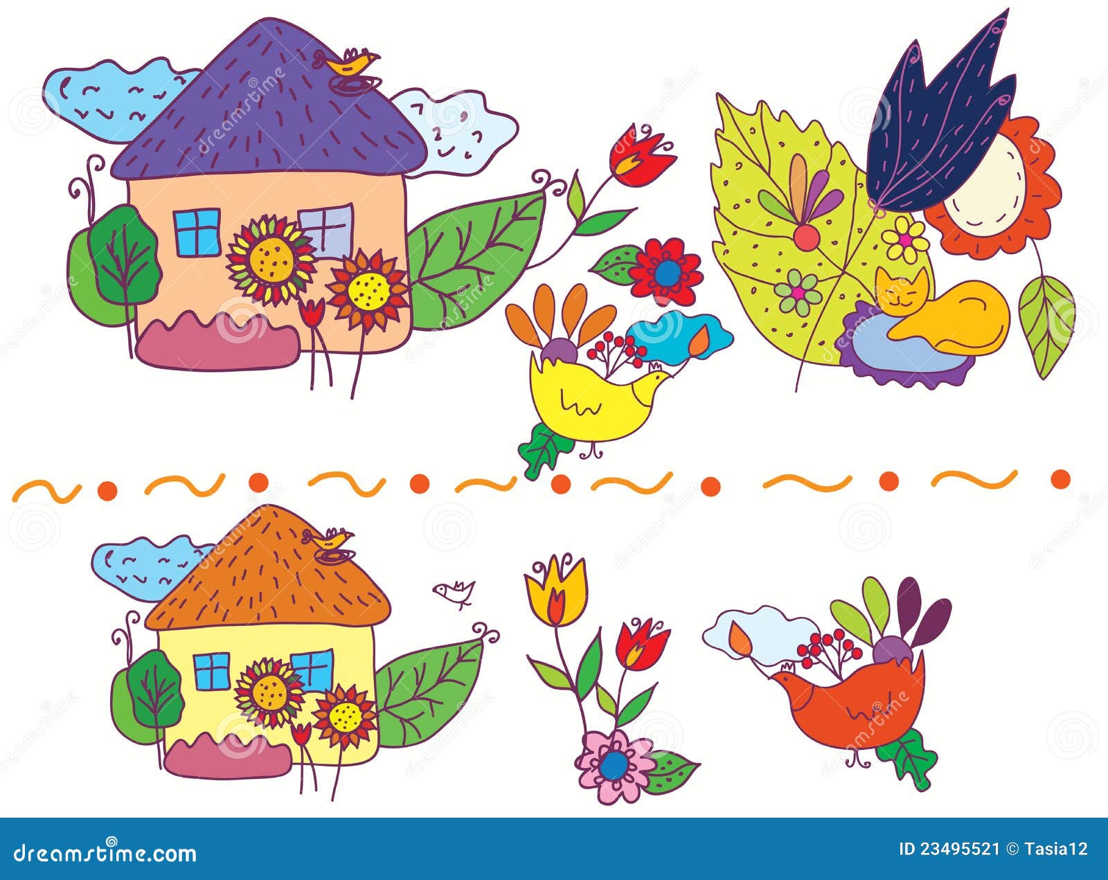 Village Banners and Design Elements Stock Vector - Illustration of ...