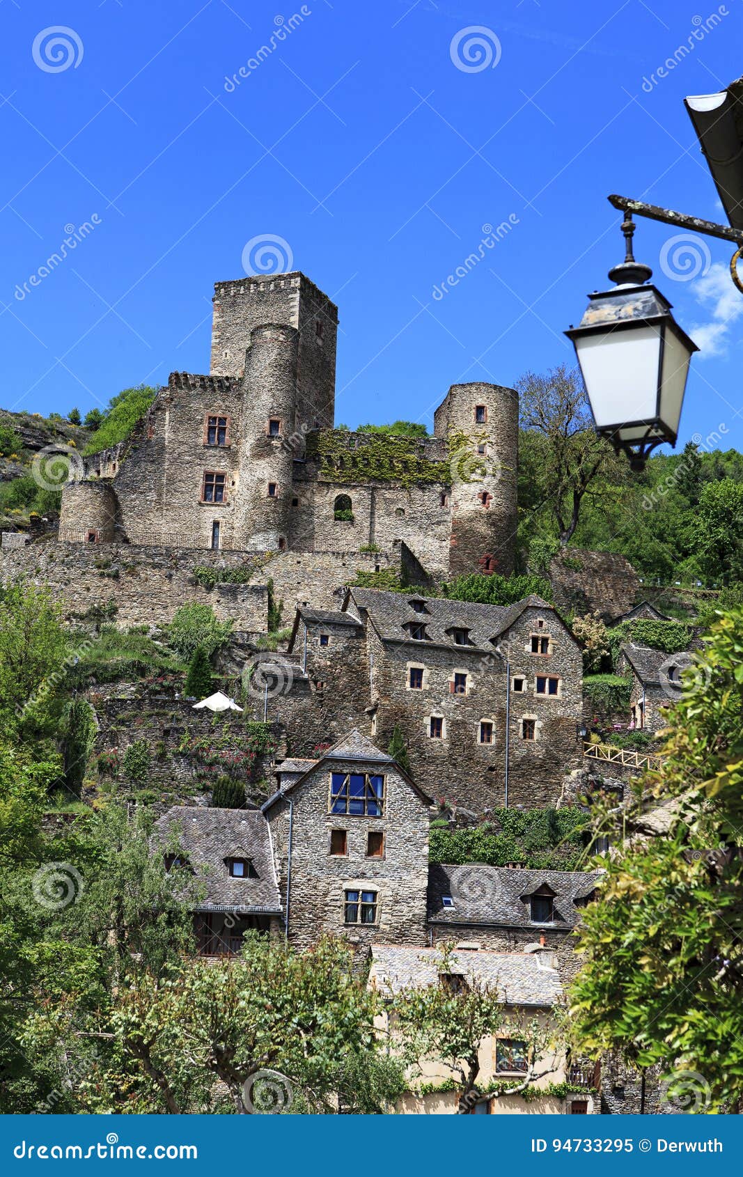 The village of Belcastel stock image. Image of tower - 94733295