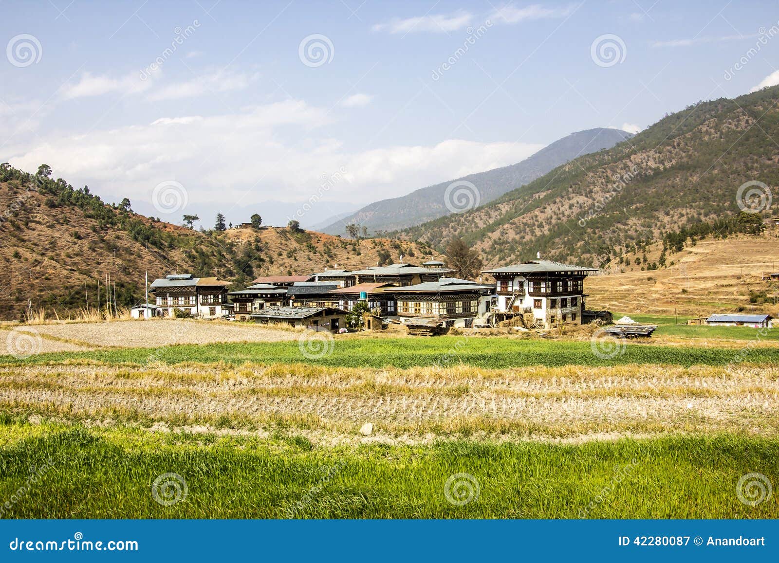 Village in Bhutan stock image. Image of colorful, travel - 42280087