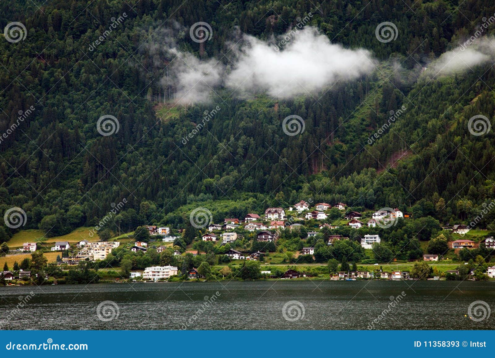 Village at the Bottom of the Mountain Stock Image - Image of scene ...