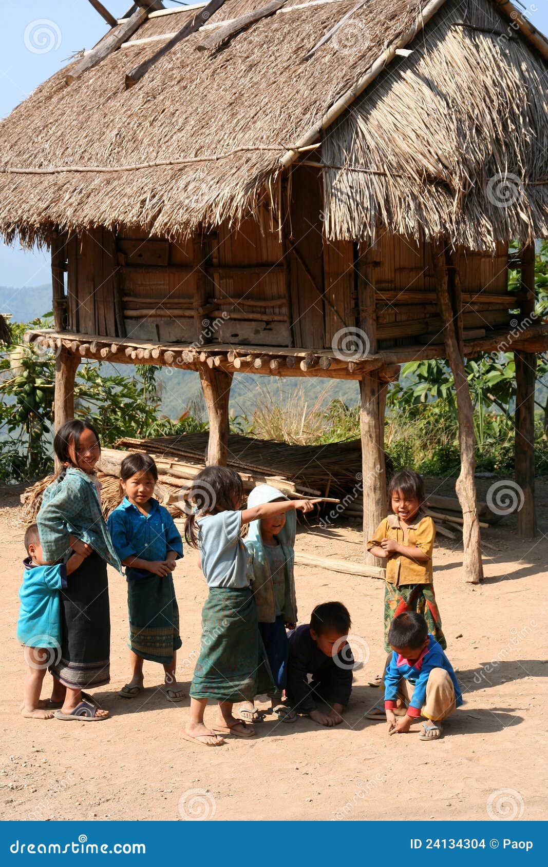 Village children in Laos editorial stock image. Image of innocence ...