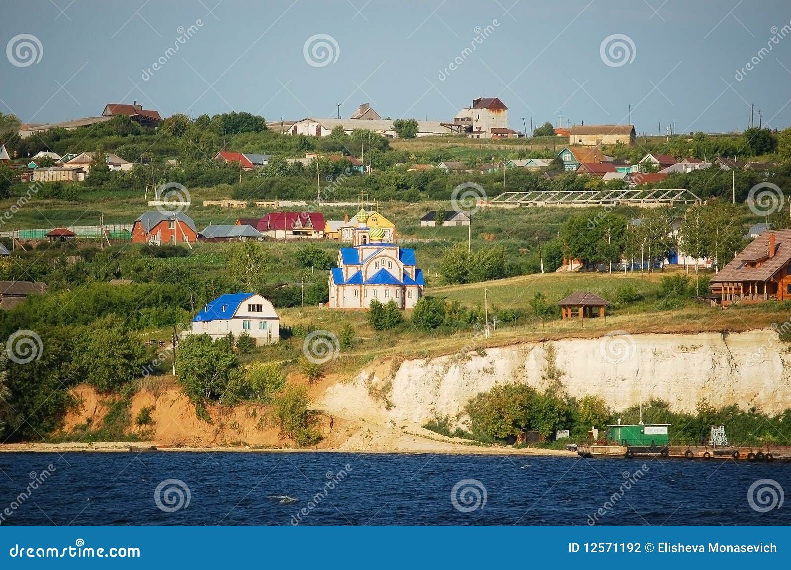 Village with church stock photo. Image of kama, precipice - 12571192