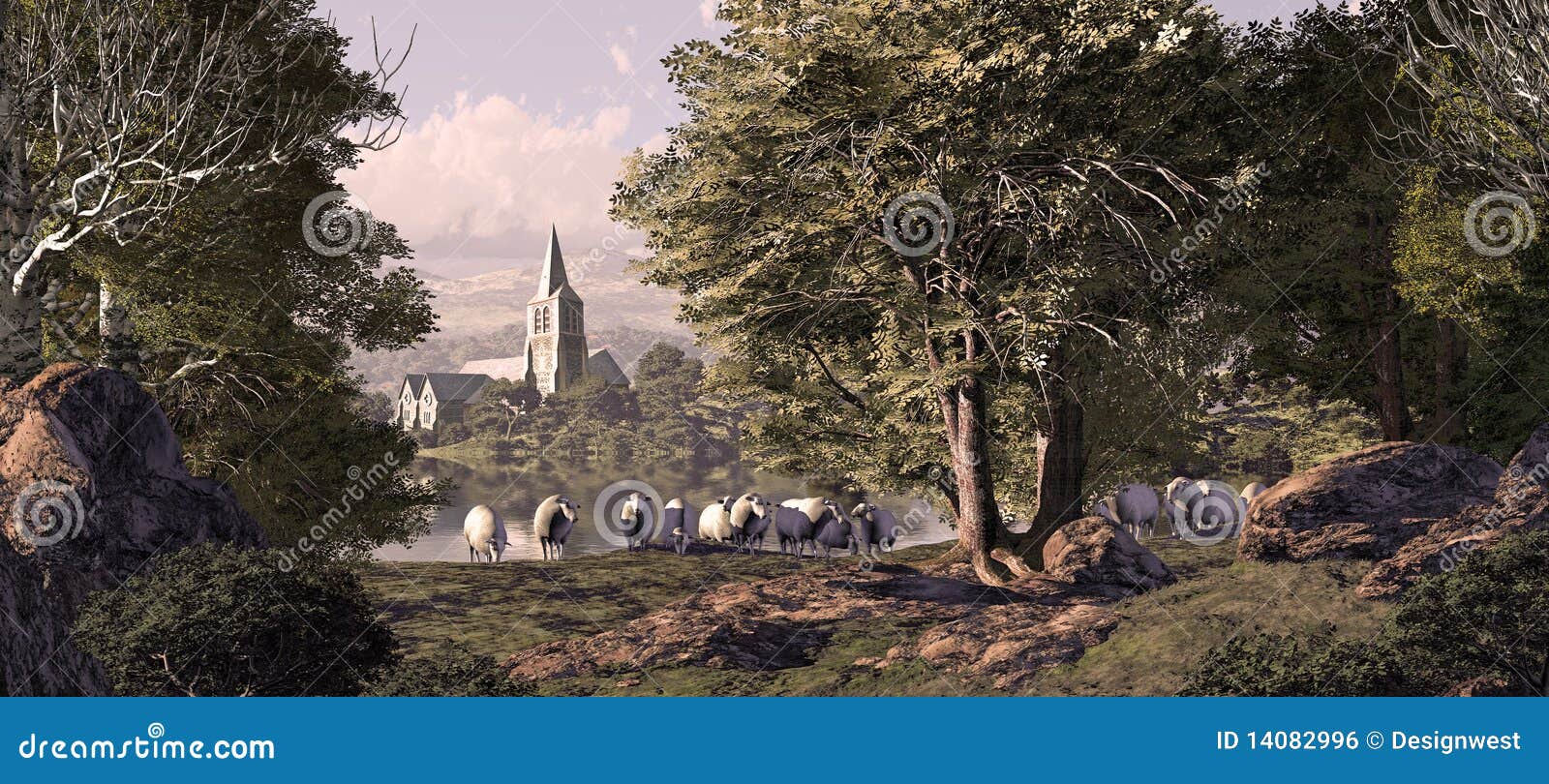 Village Church stock photo. Image of cloudscape, grass - 14082996