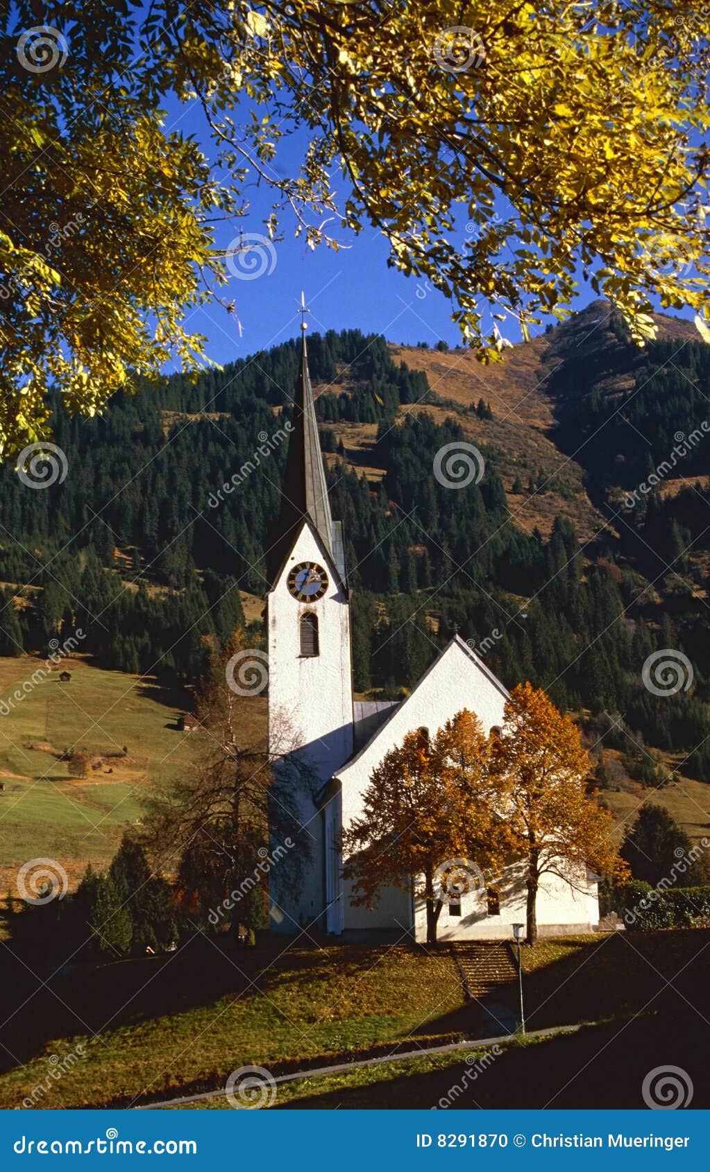 Village Church in the Austrian Mountains Stock Photo - Image of ...