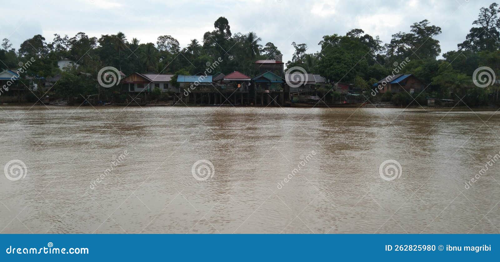 Village Dayak Kahayan River Stock Photo - Image of beach, coast: 262825980