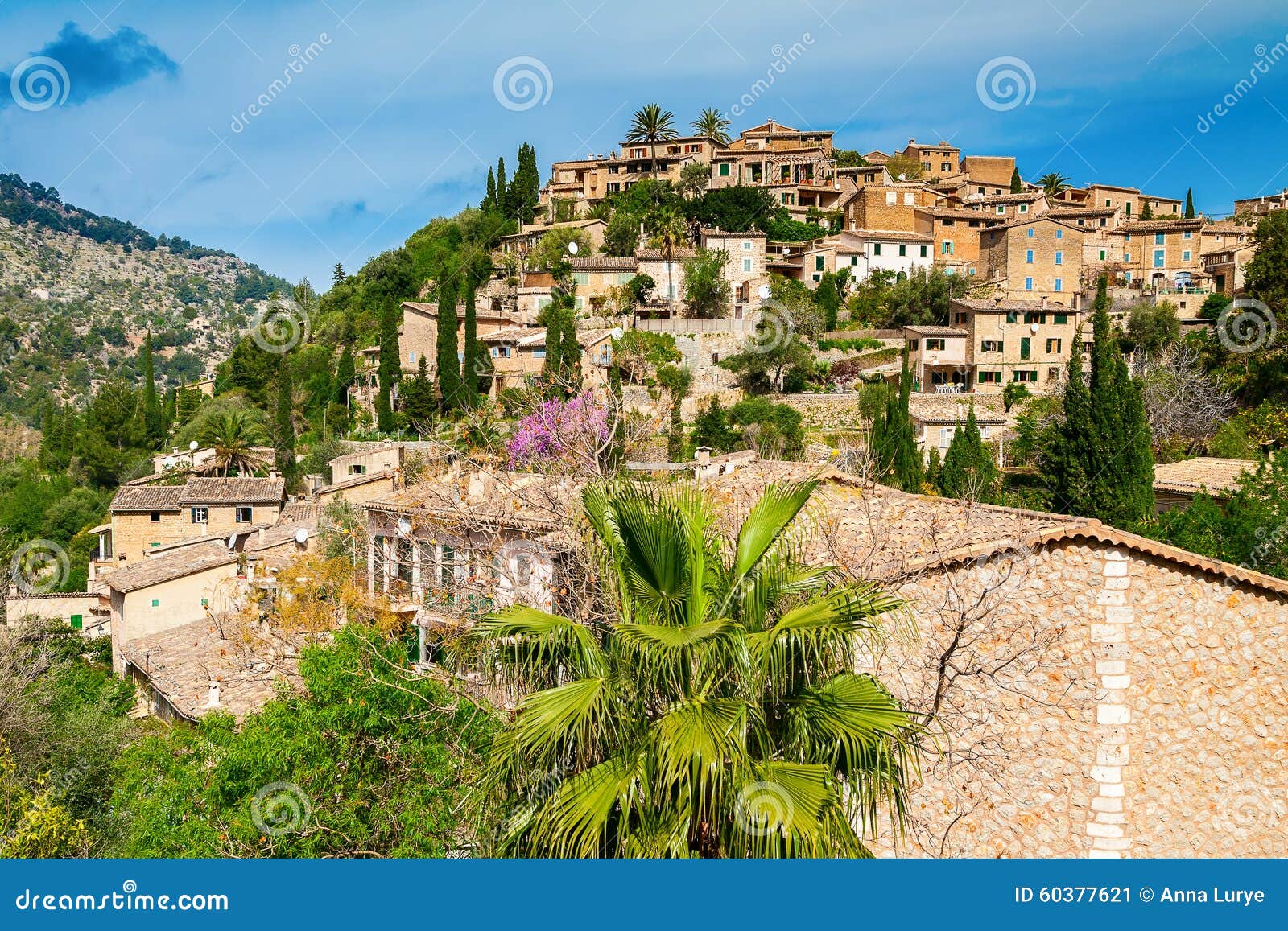 Village Deia on the hill stock image. Image of island - 60377621