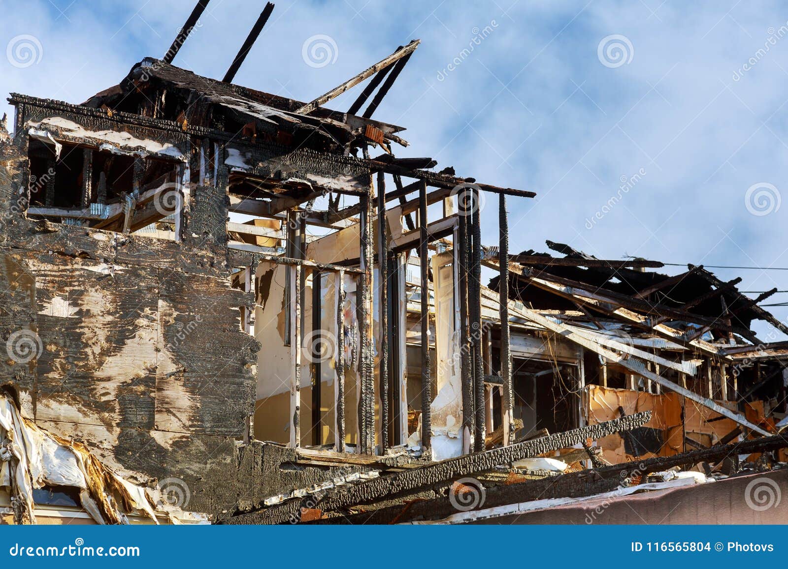 Village House after the Fire Dramatic Landscape after Fire Stock Photo ...
