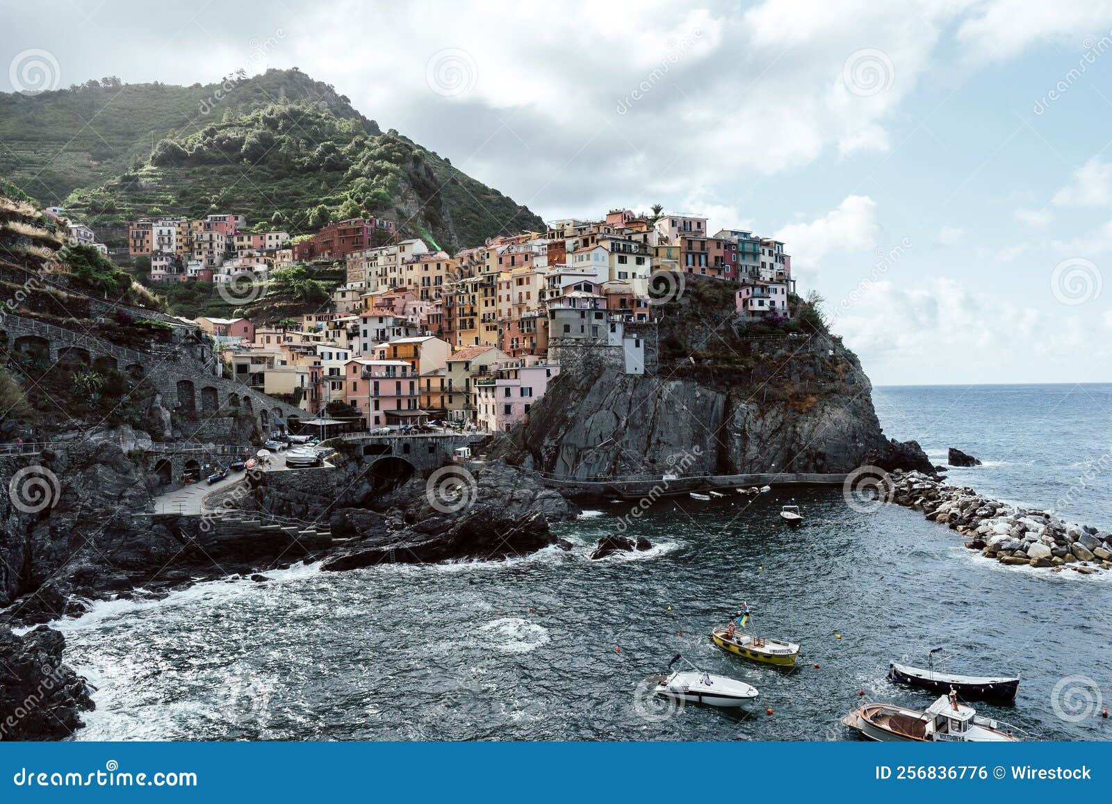 Village on the Edge of the Cliff Stock Photo - Image of coast, vacation ...