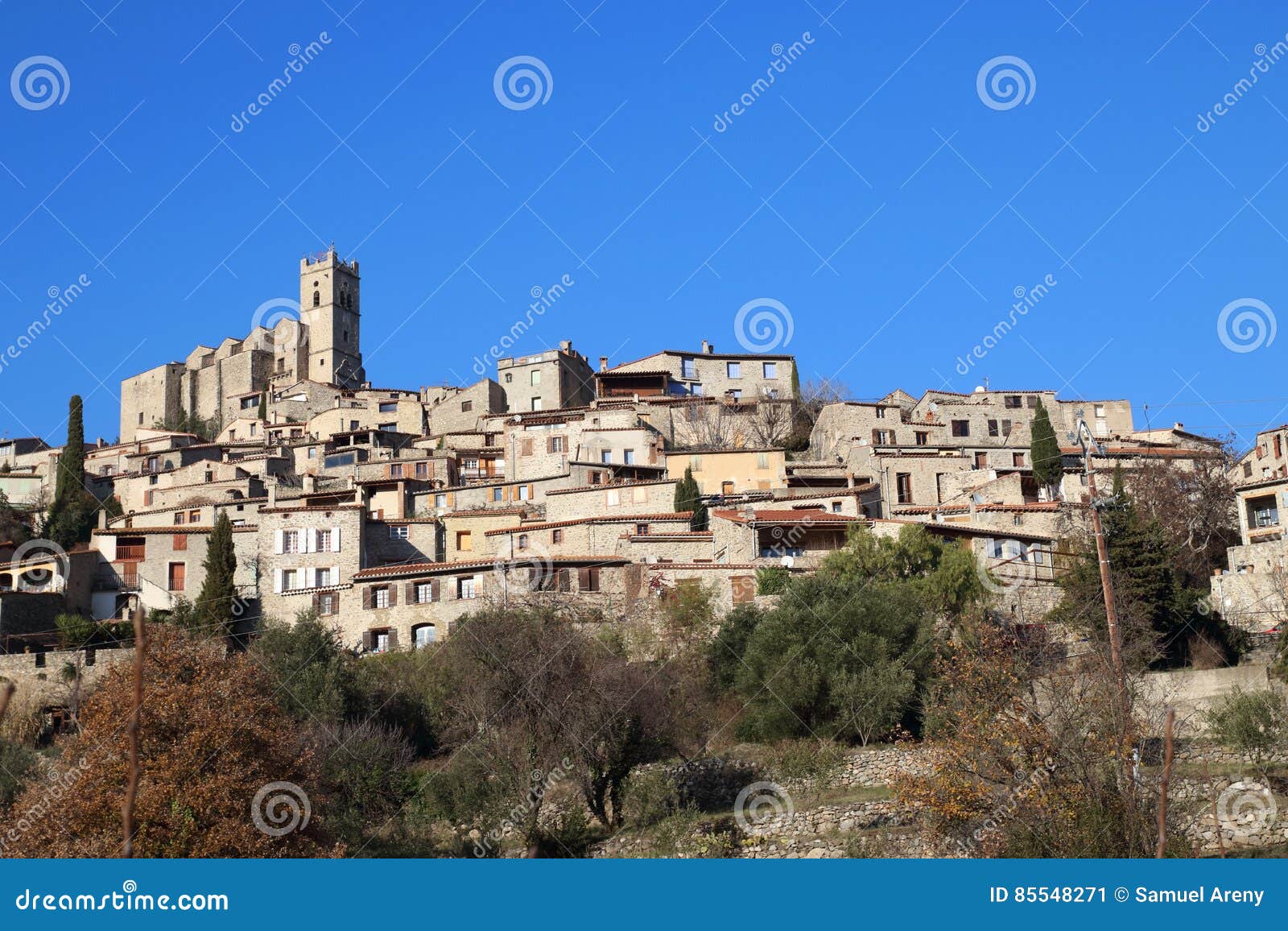 Village of Eus in France stock image. Image of roussillon - 85548271