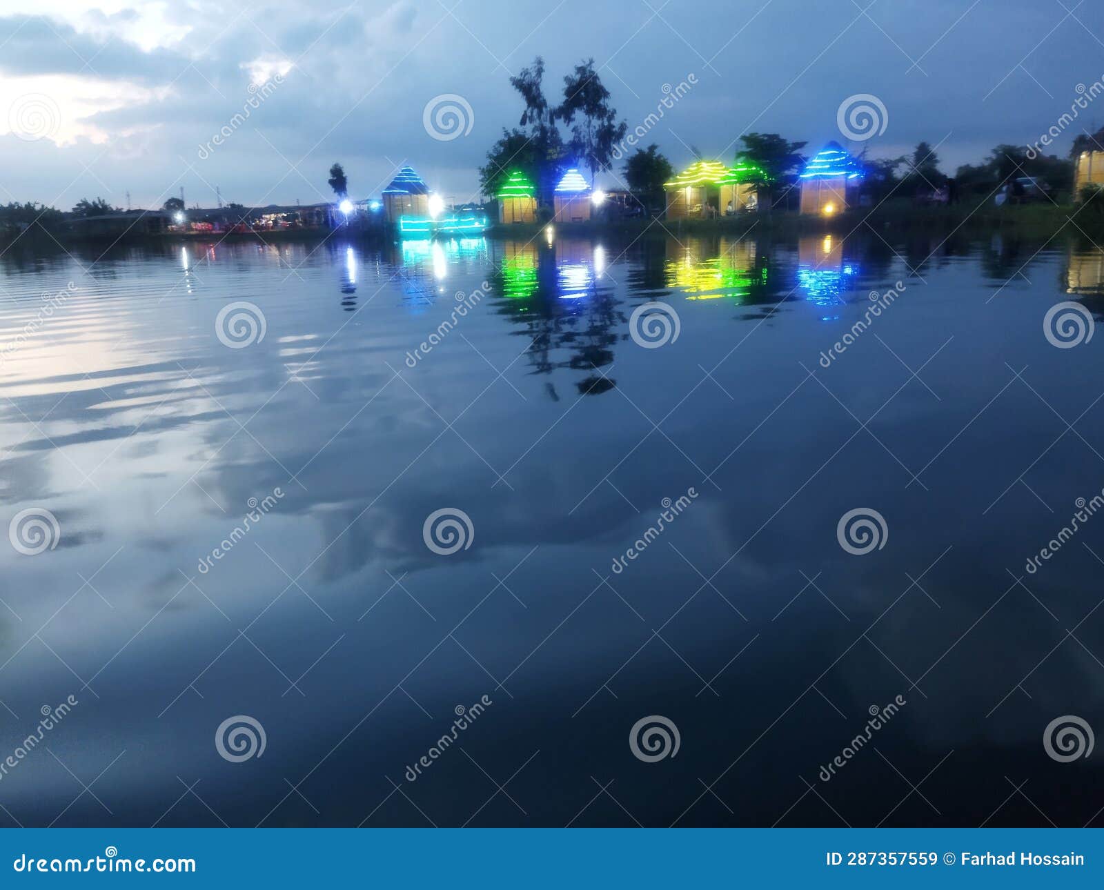 Village Fair Evening Scenario River Side Stock Image - Image of side ...