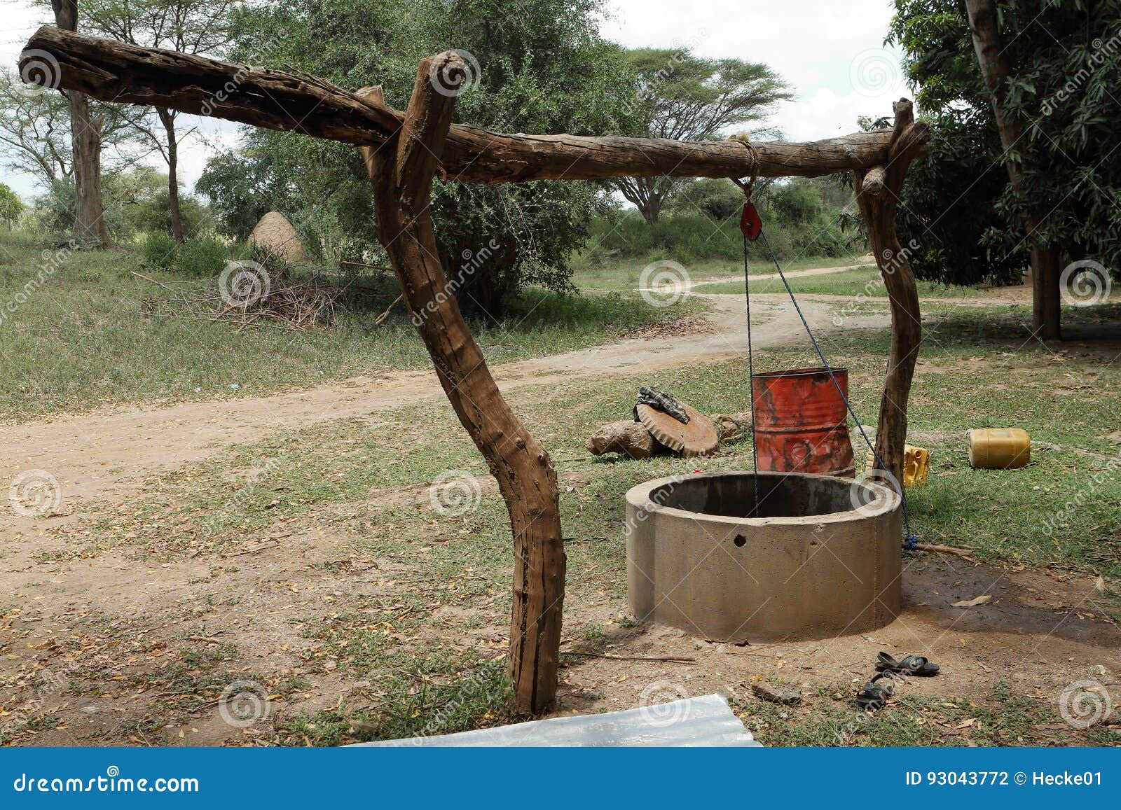 Village fountain in Africa editorial photography. Image of spring ...